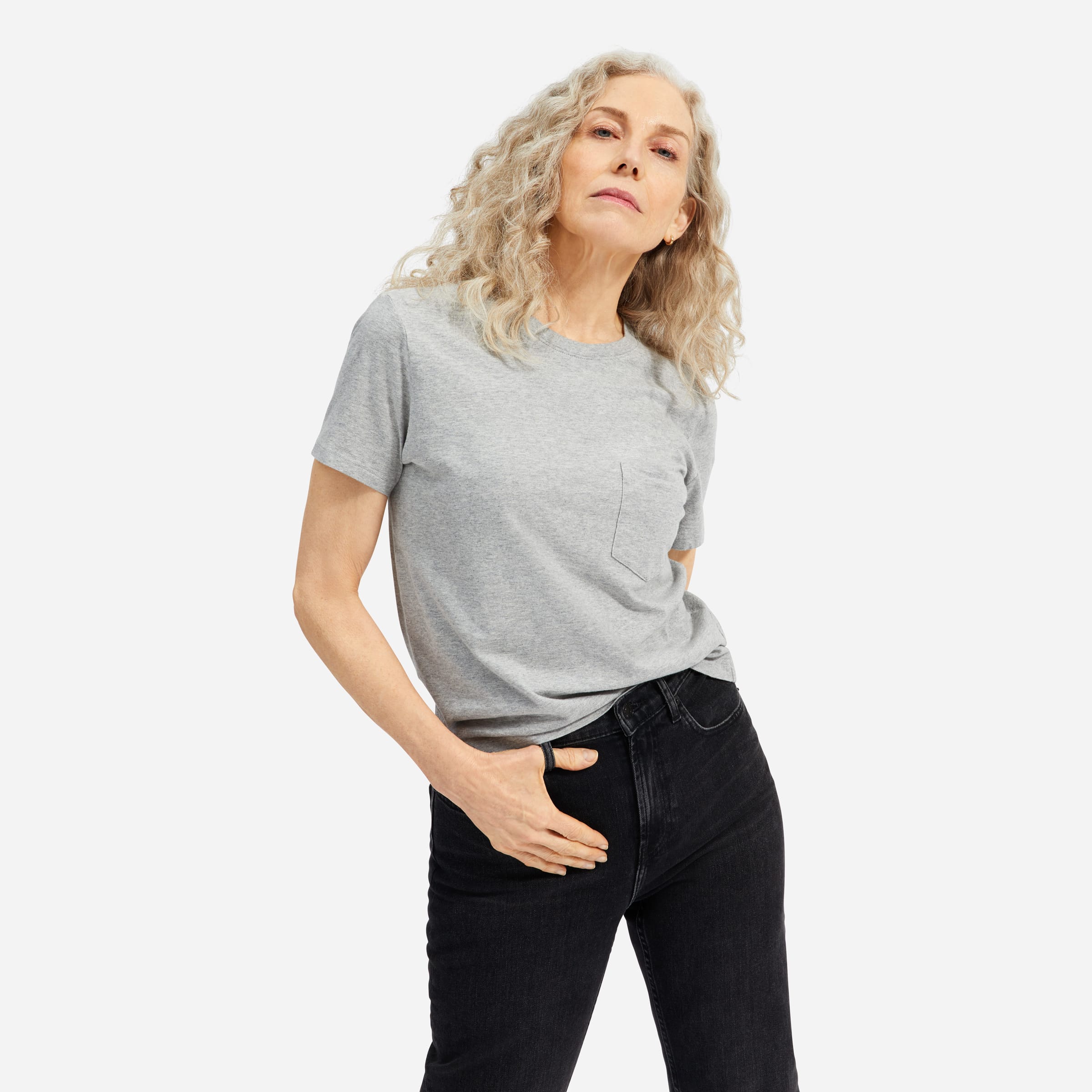 The Organic Cotton Box-Cut Tee Heathered Grey – Everlane
