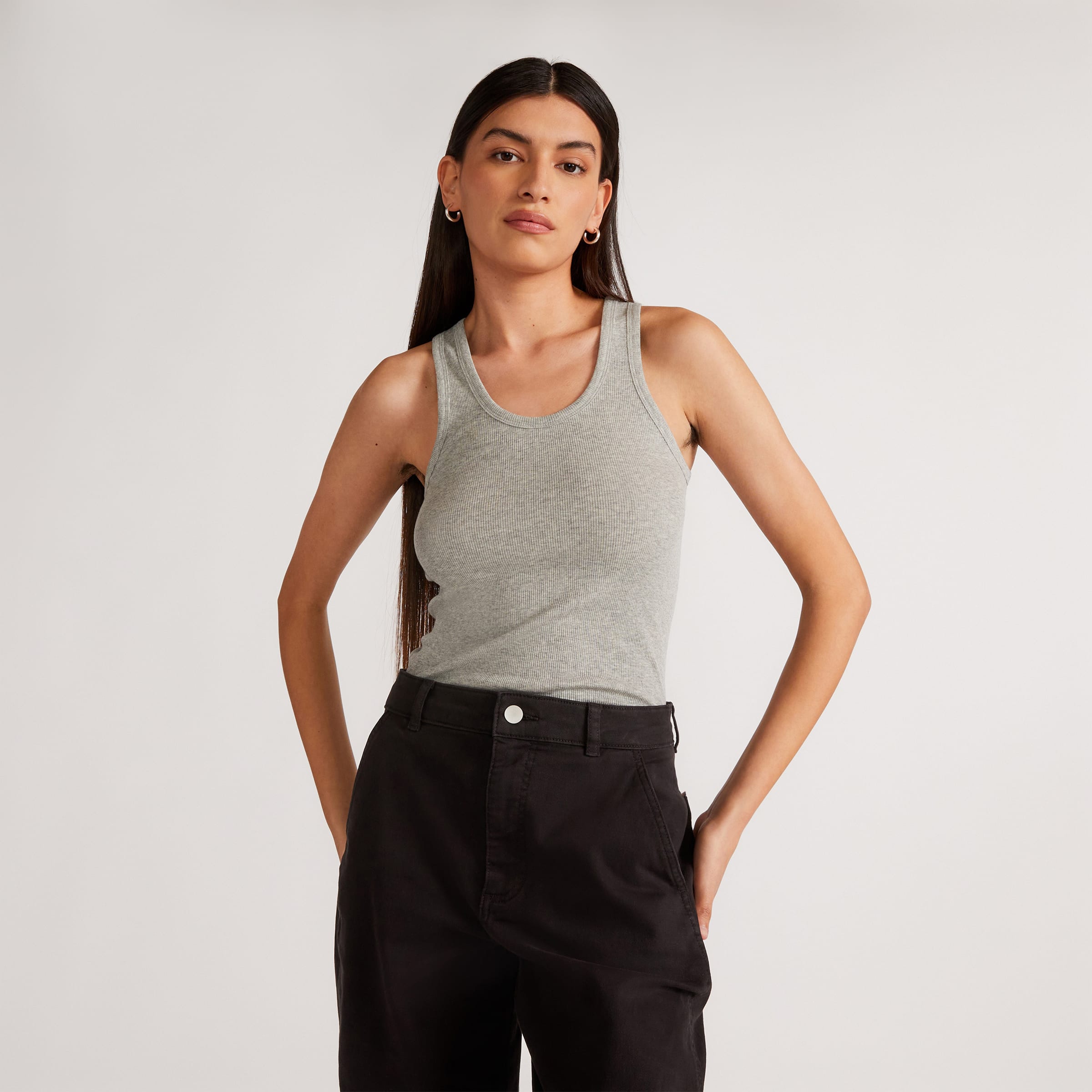 The Supima® Micro-Rib Tank Heathered Grey – Everlane