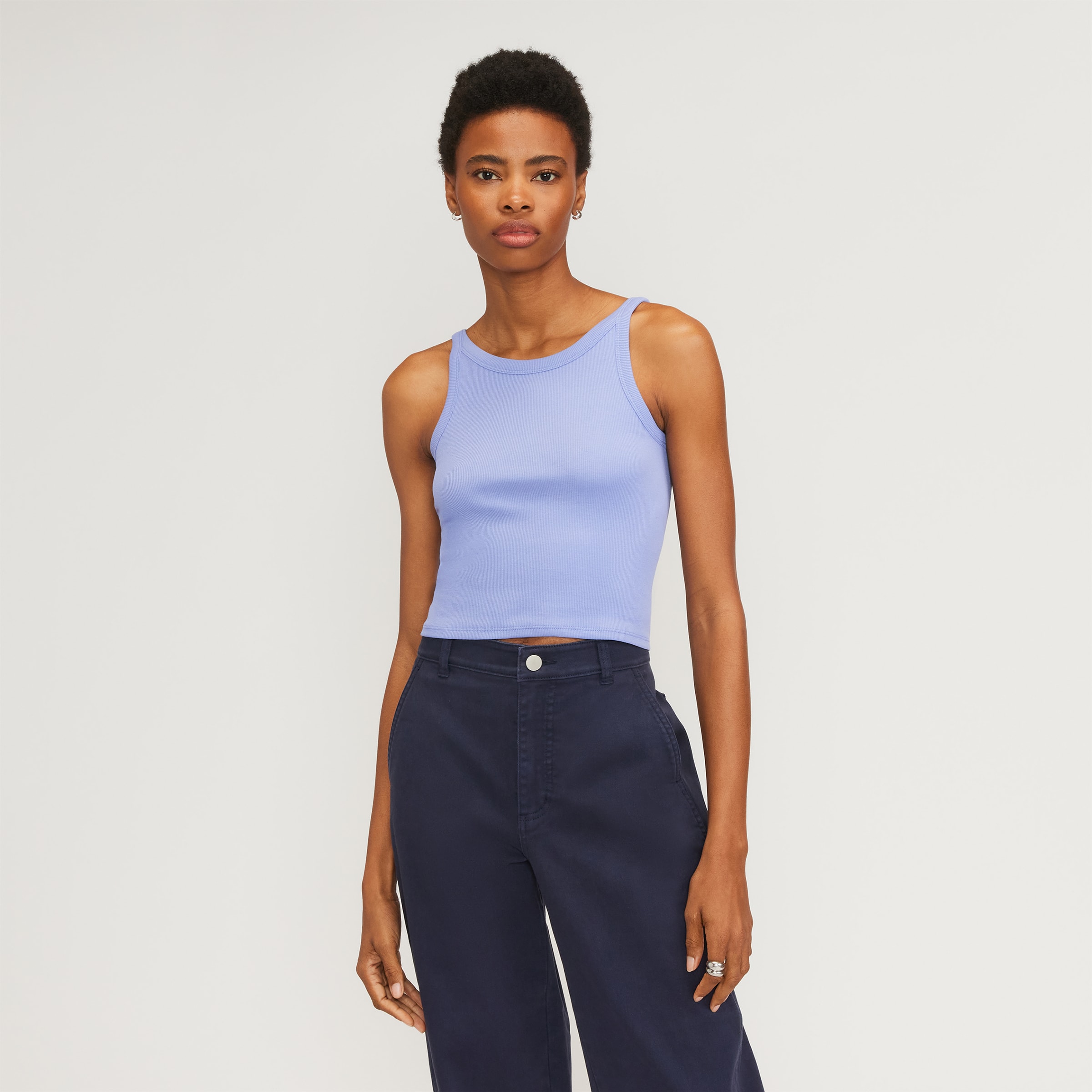 The Pima Micro-Rib Short Tank Cornflower Blue – Everlane