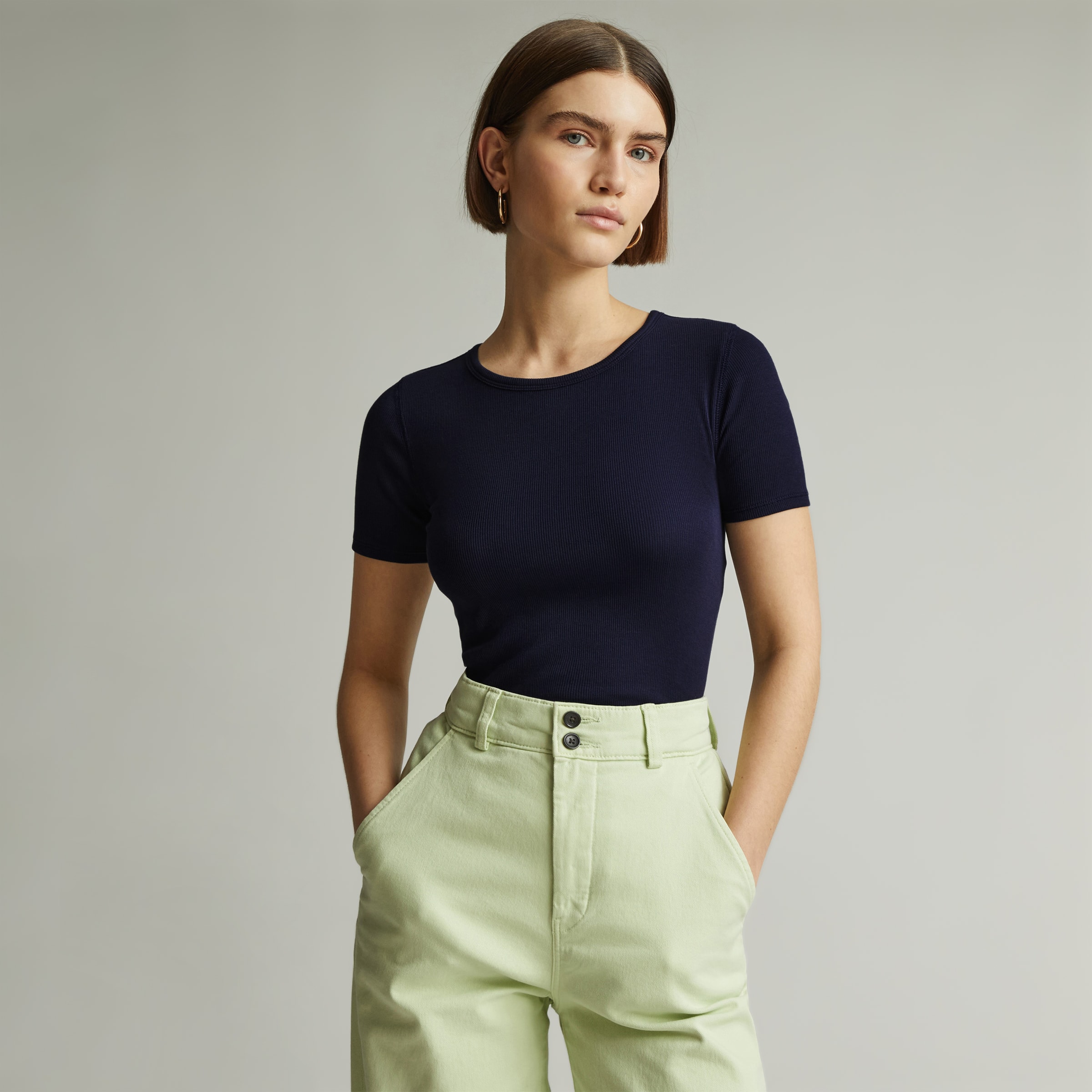 The Supima® Micro-Rib Crew Navy – Everlane