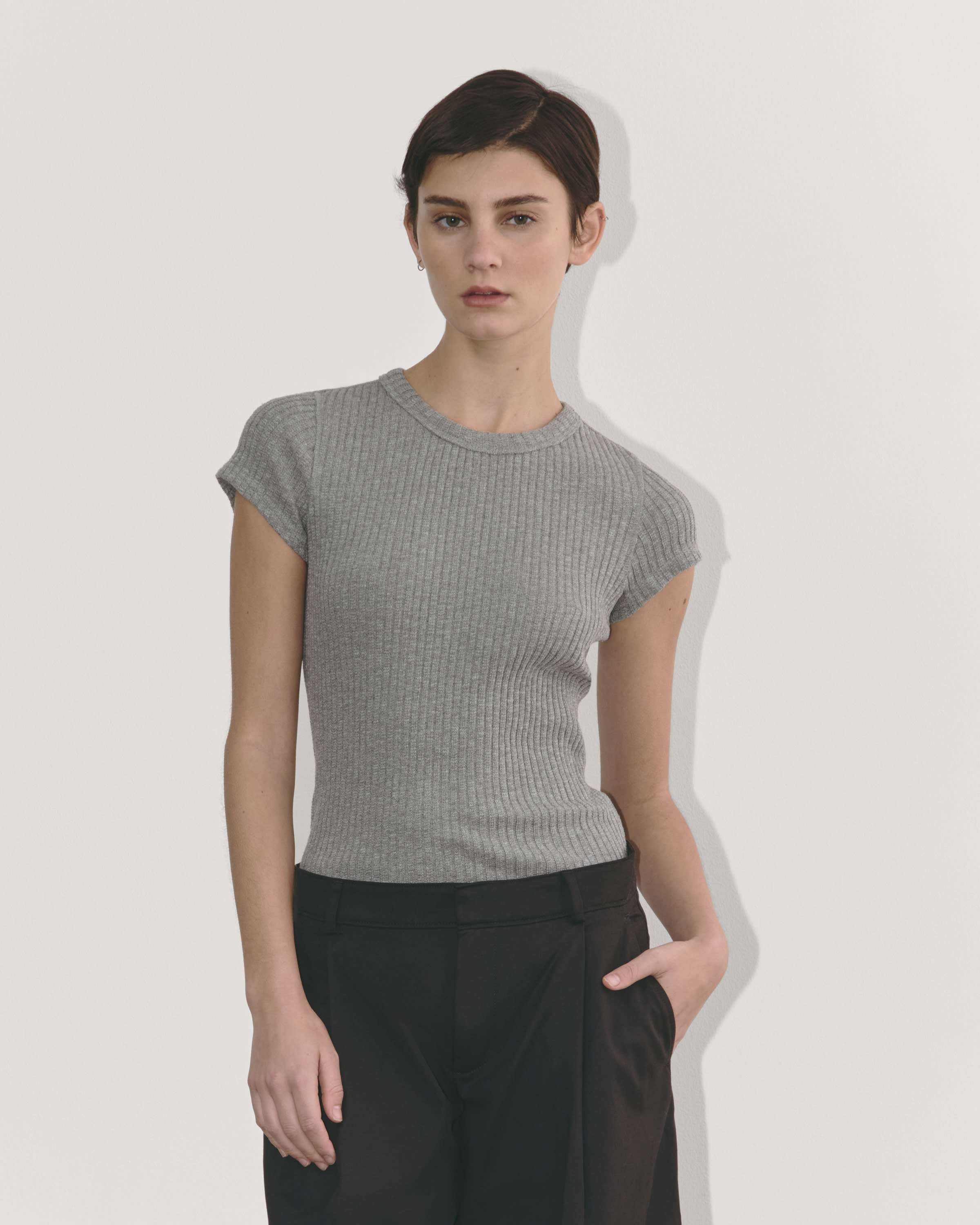 The Cozy Rib Tee Mid Heather Grey – Everlane