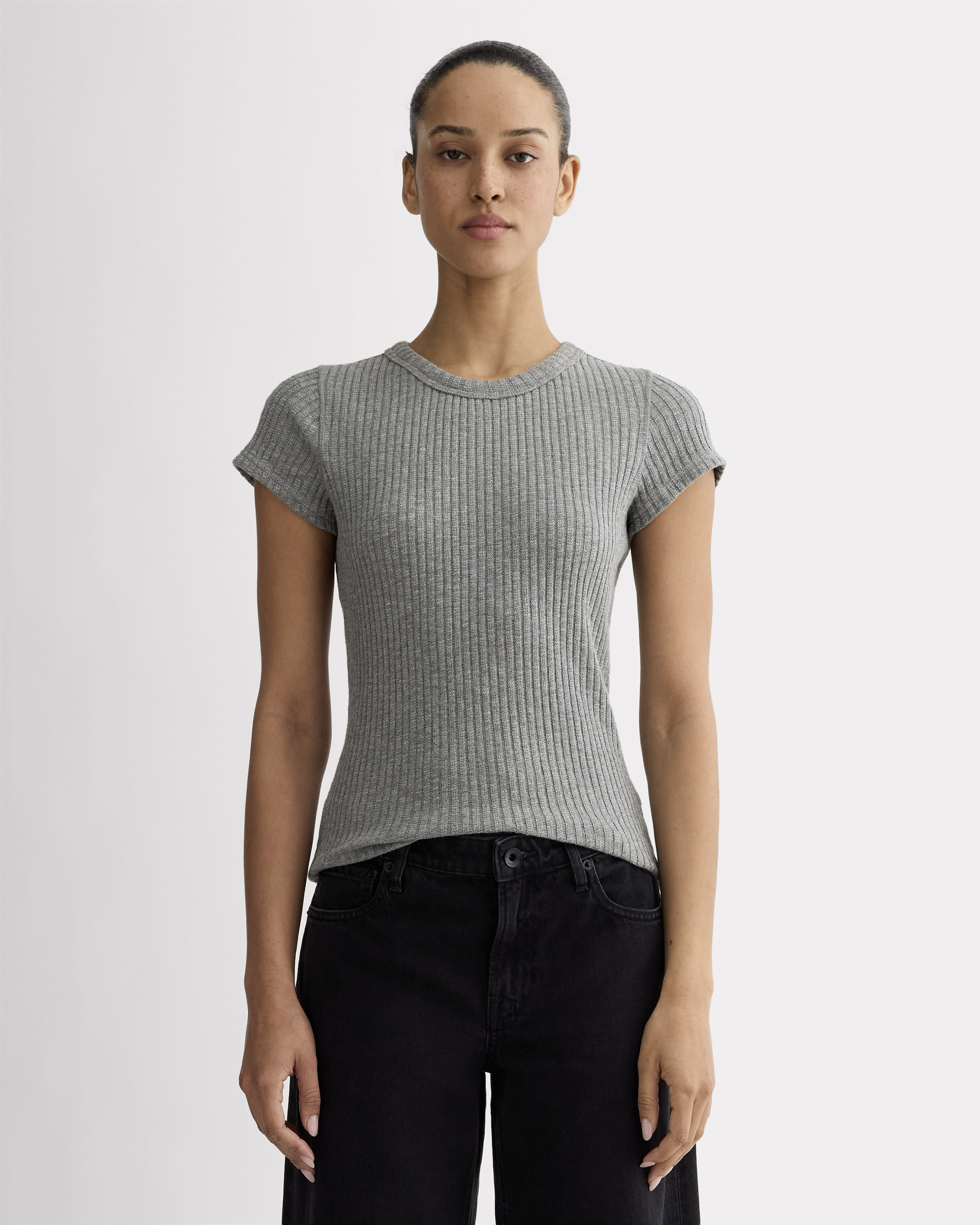 The Cozy Rib Tee Mid Heather Grey – Everlane