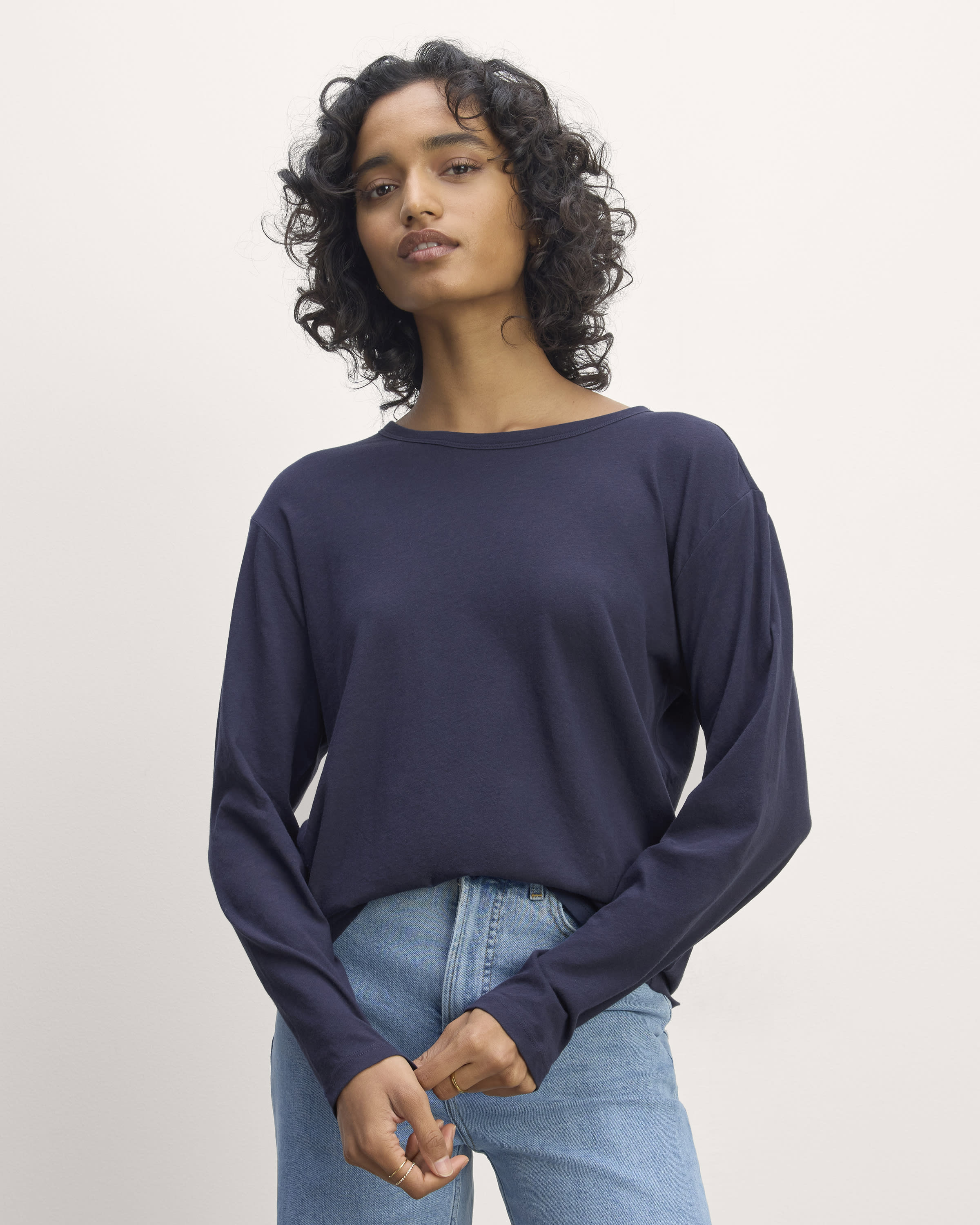 The Air Long-Sleeve Tee Navy – Everlane