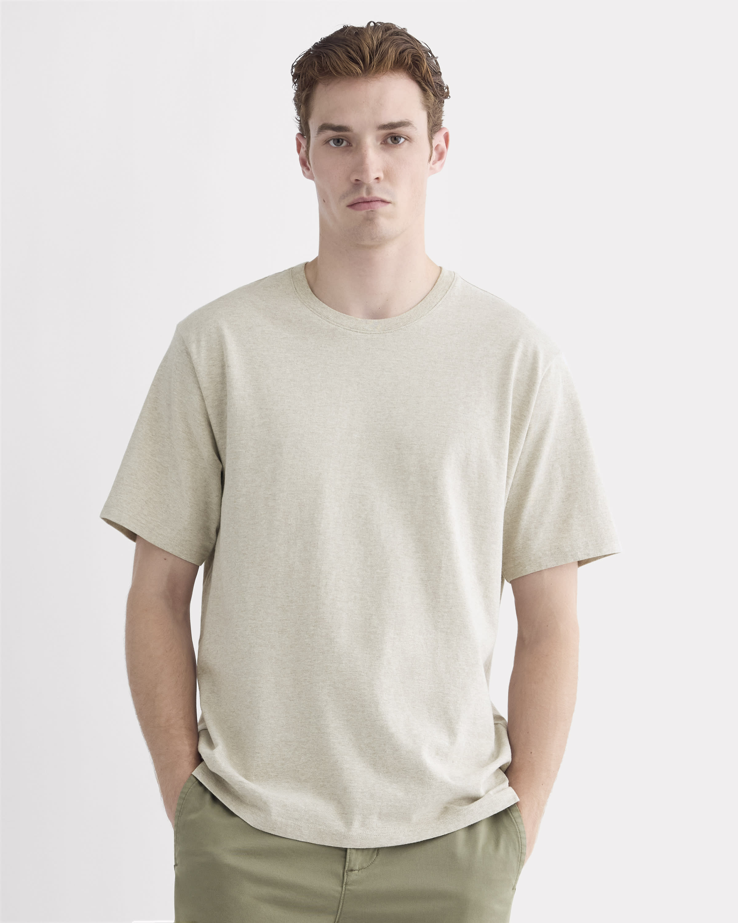 Relaxed Crew Tee Heathered Oatmeal – Everlane