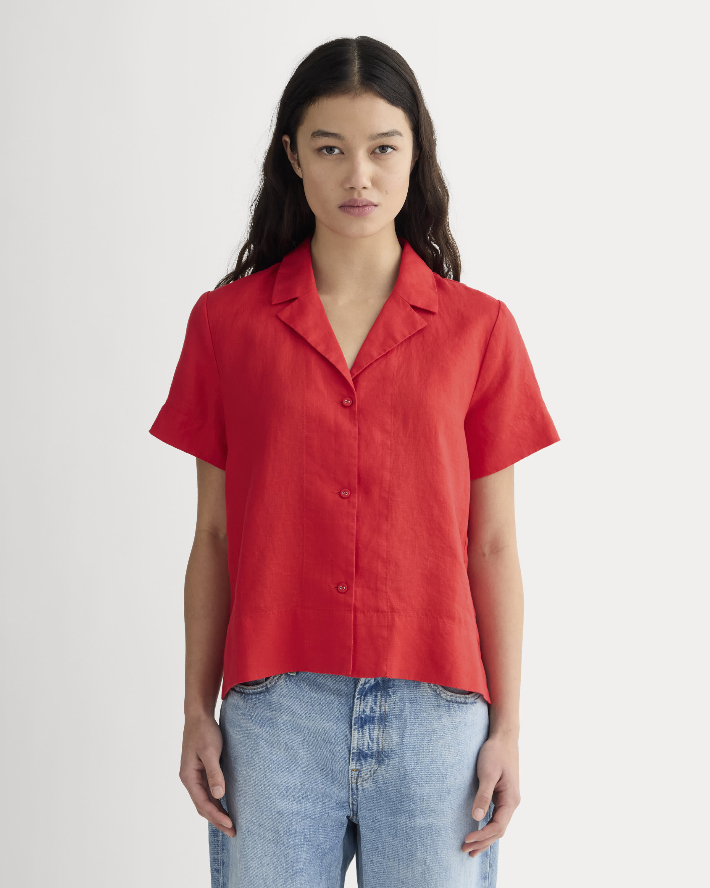 The Notch Shirt in Linen Classic Red – Everlane