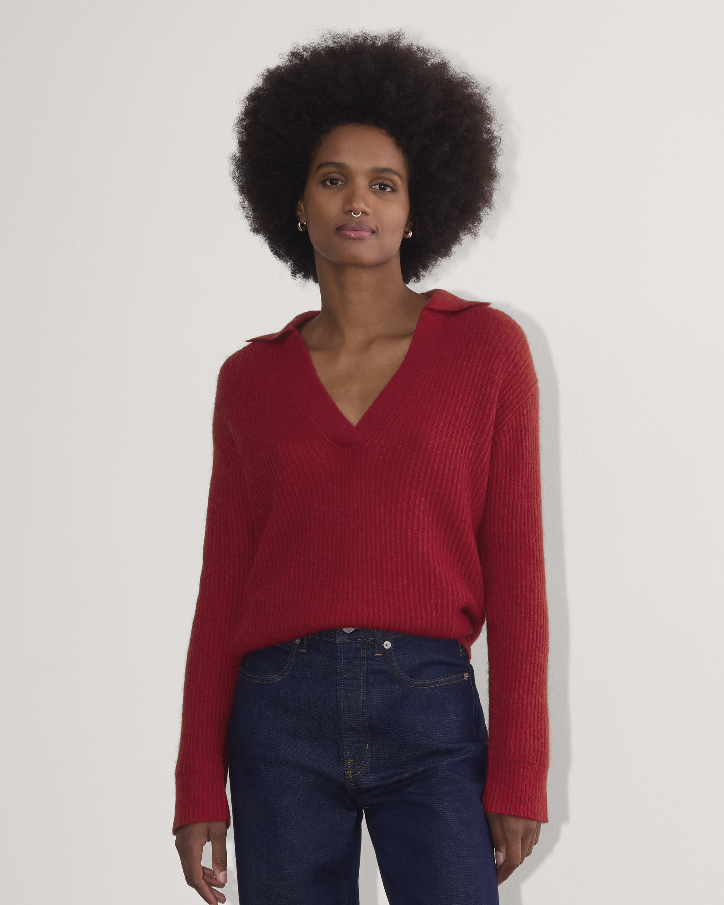 The Oversized Polo in Alpaca Berry Red – Everlane