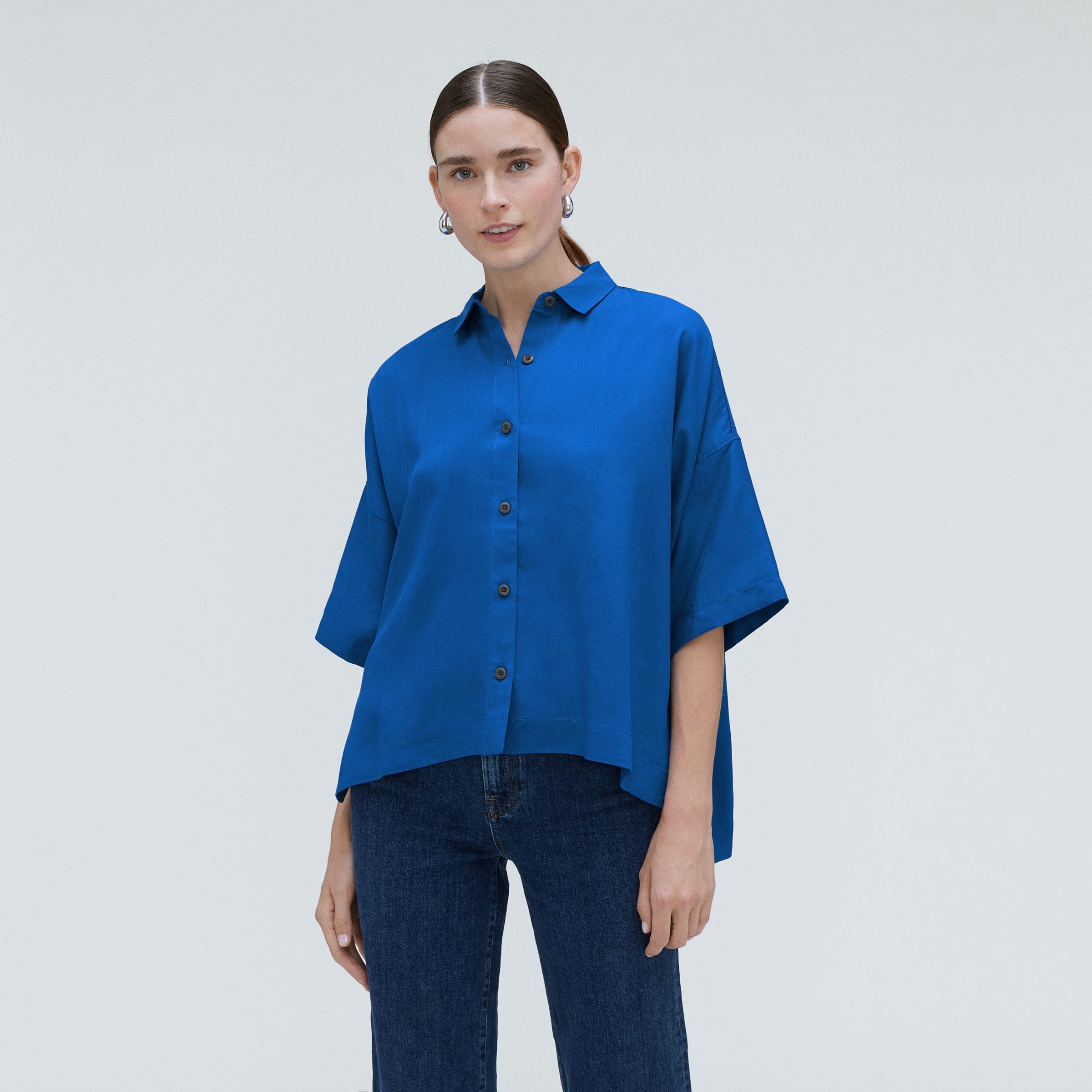 The Drapey Square Shirt Lapis Blue – Everlane