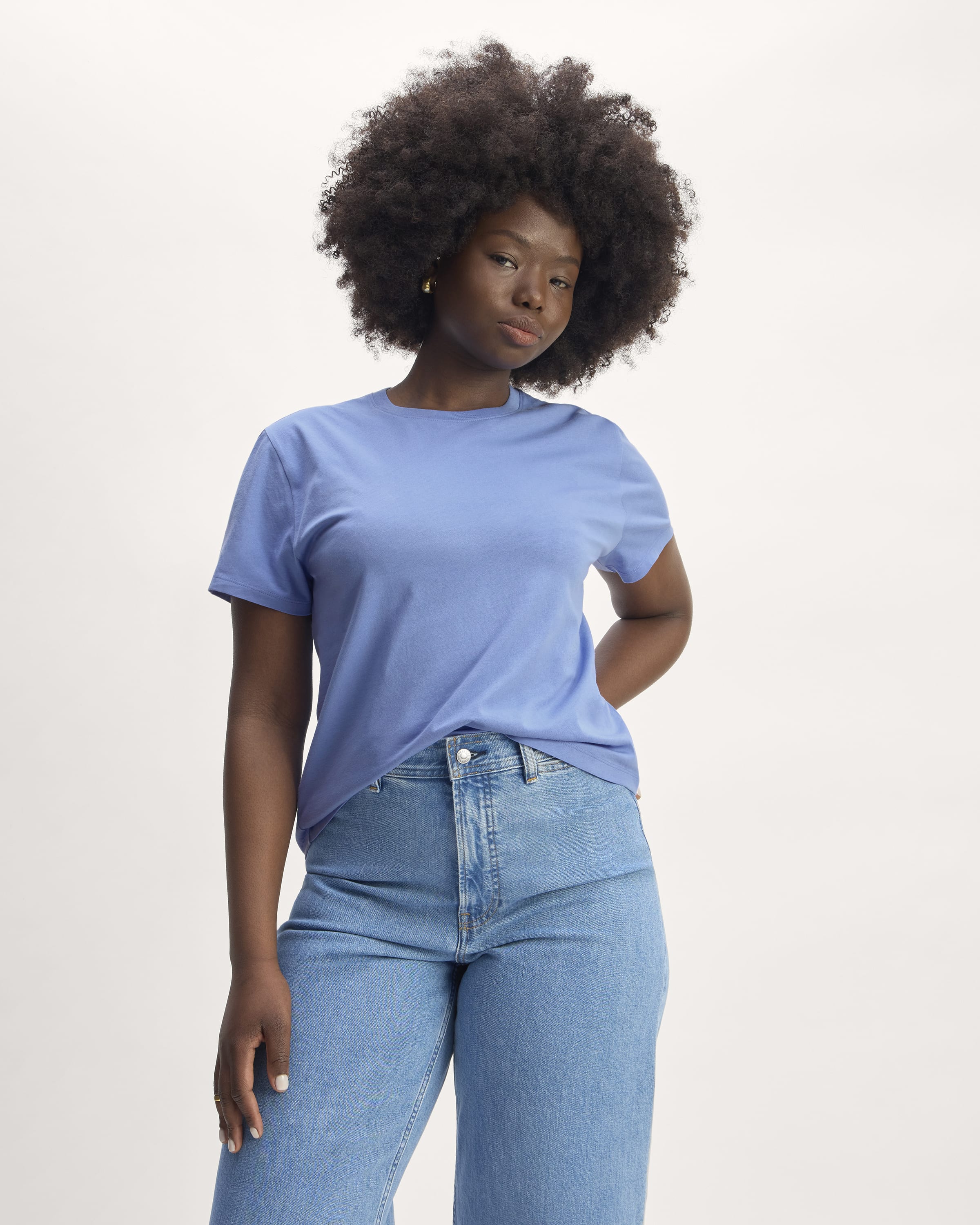 The Box-Cut Tee in Essential Cotton Blue Opal – Everlane