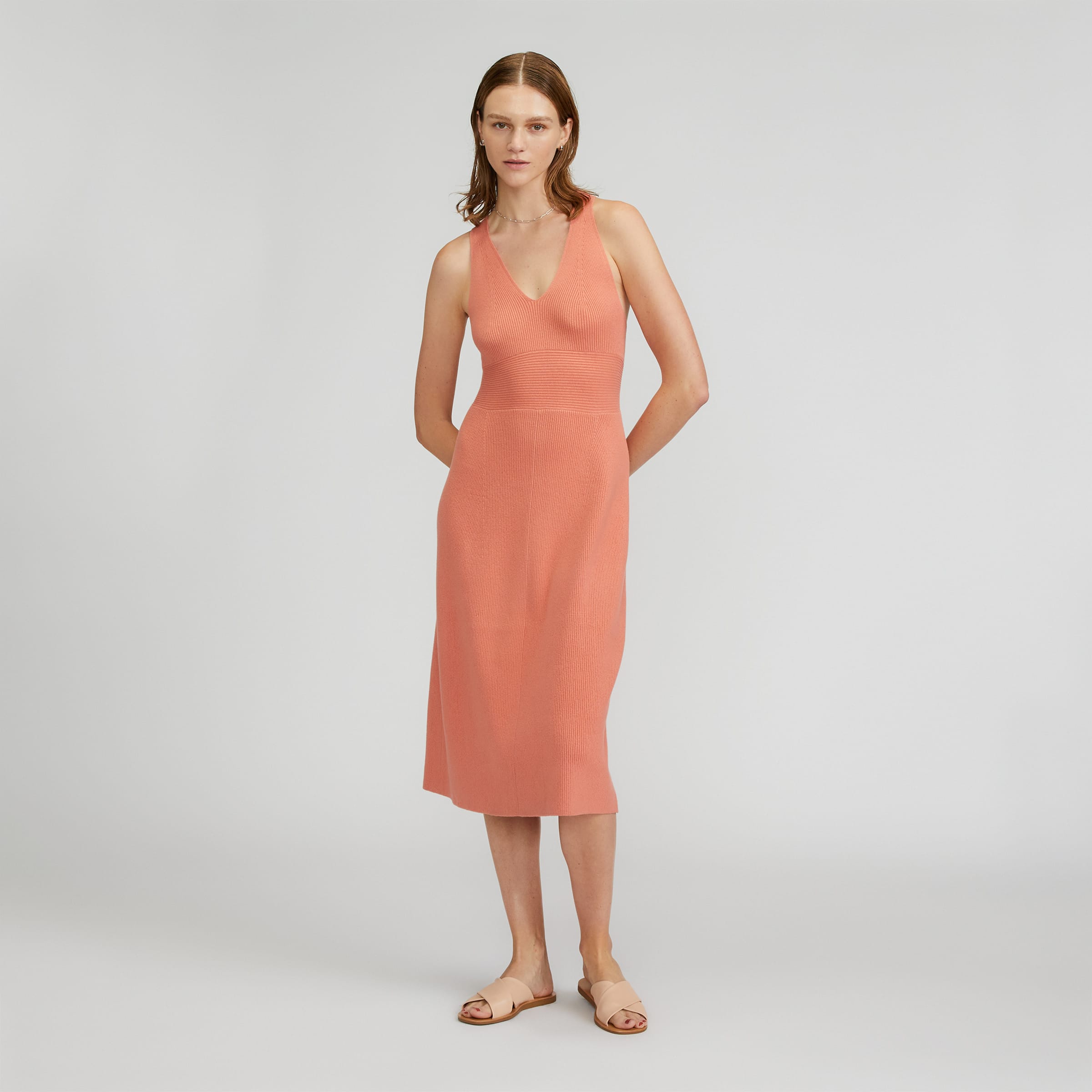 The Ribbed Cotton Cross-Back Dress Tawny Pink – Everlane