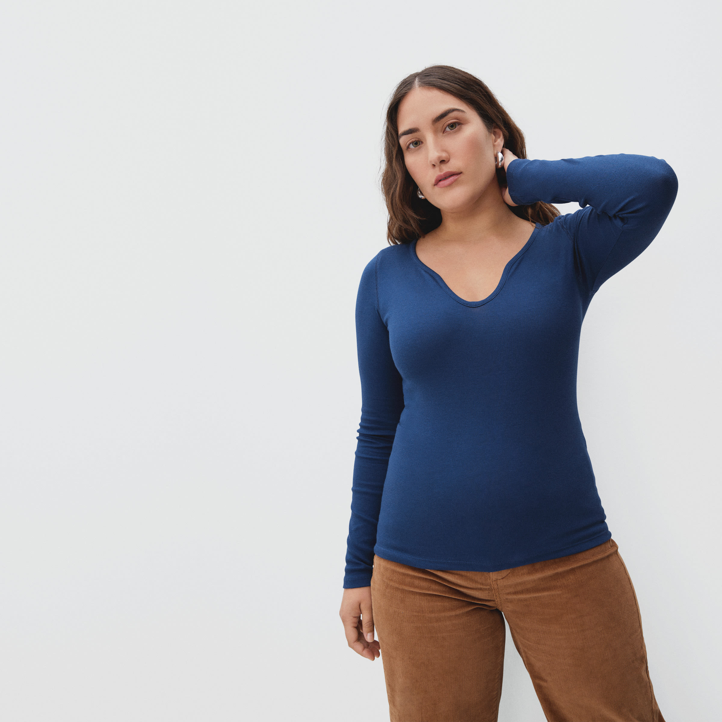 The Pima Micro Rib U Neck Top Dark Royal Everlane