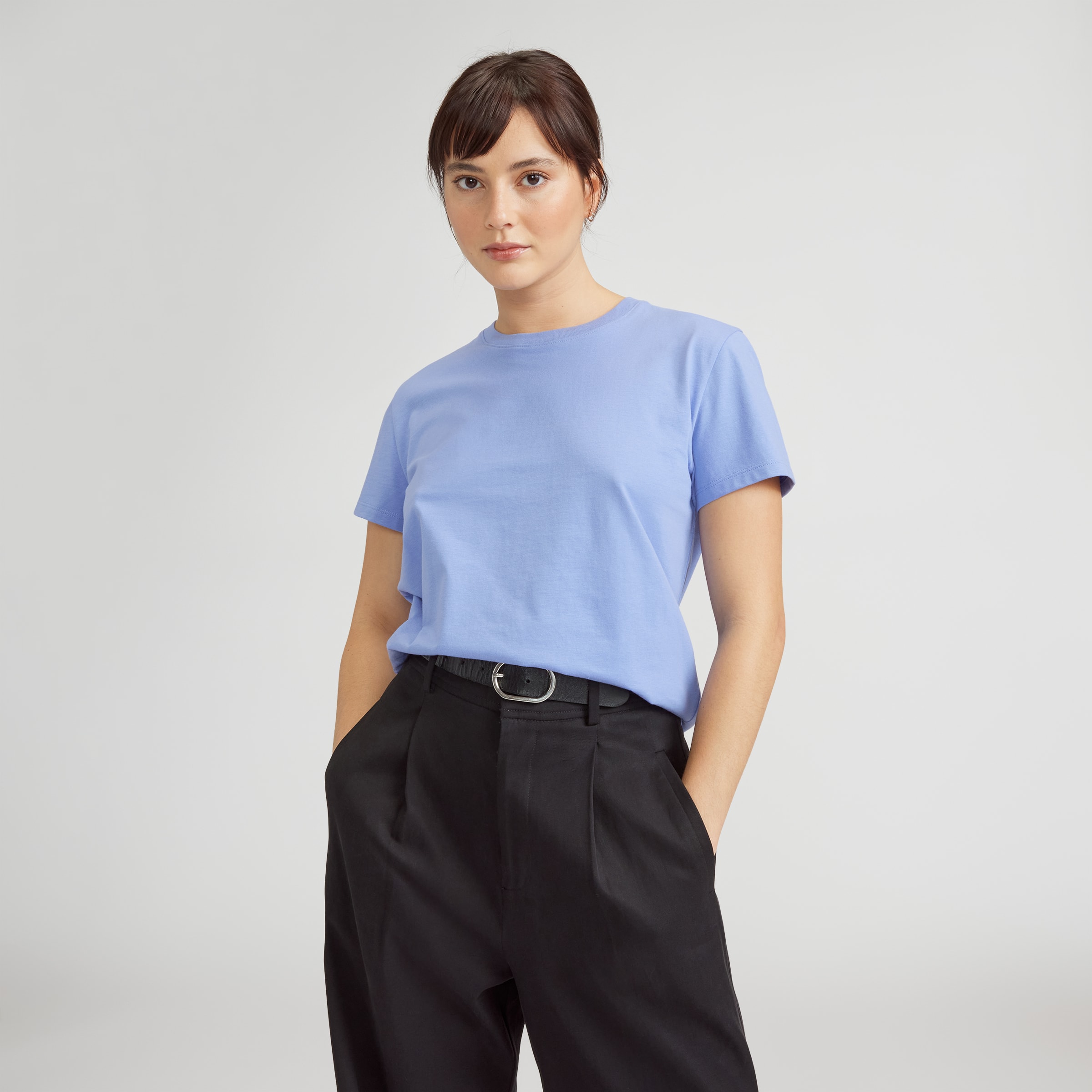 The Organic Cotton Box-Cut Tee Cornflower Blue – Everlane