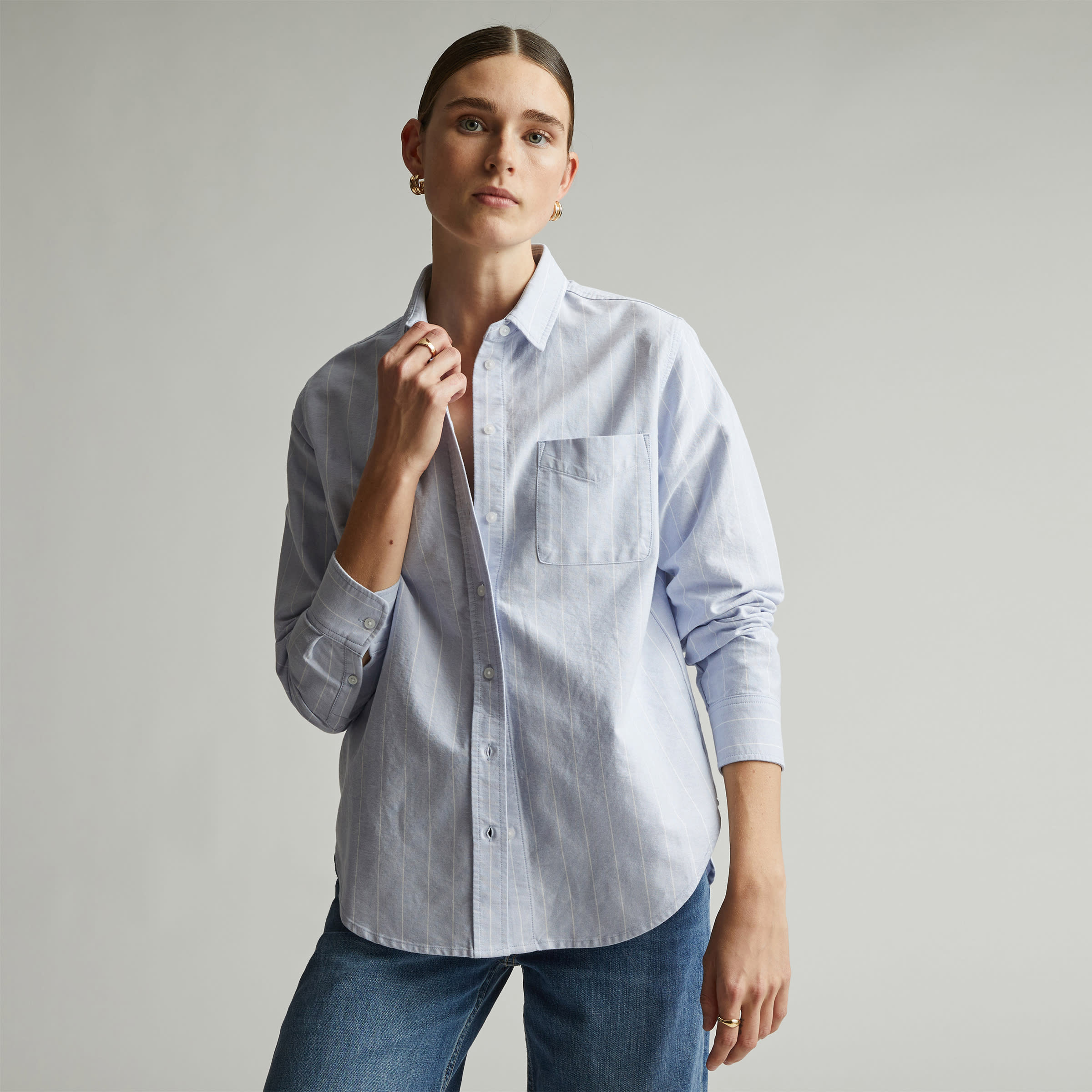 The Relaxed Oxford Shirt Periwinkle / White – Everlane