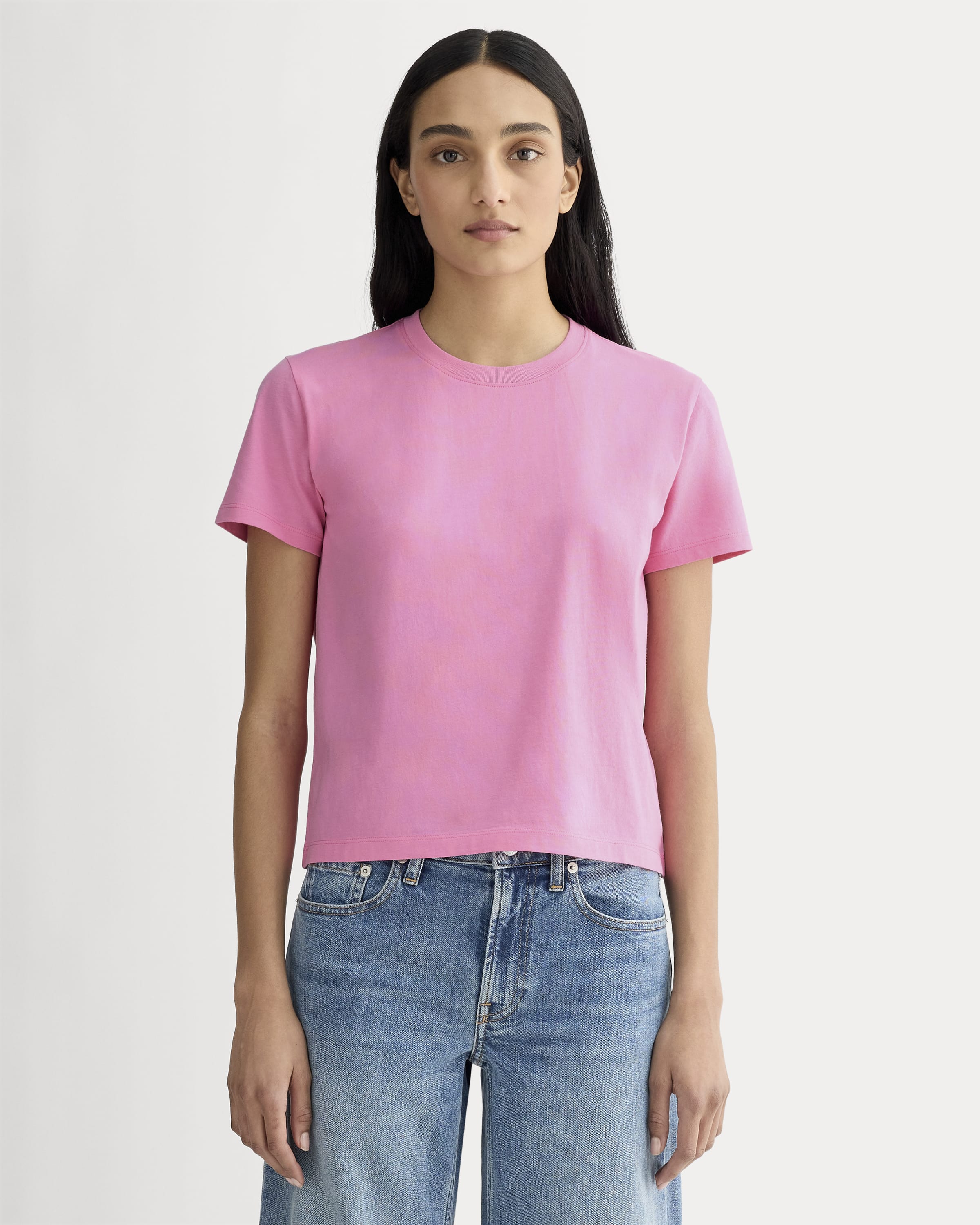 The Box-Cut Tee in Essential Cotton Deep Pink – Everlane