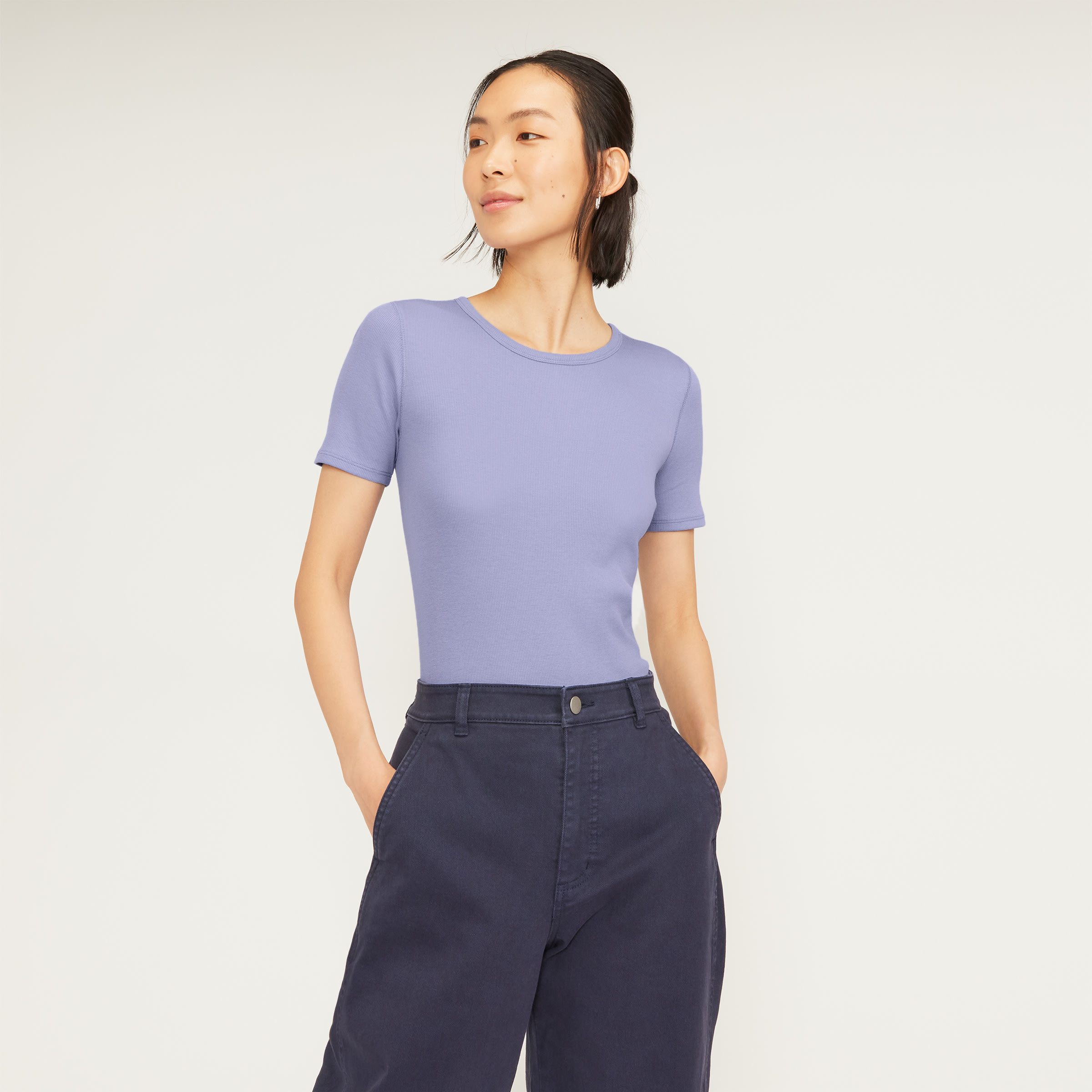The Pima Micro-Rib Crew Tee Cornflower Blue – Everlane