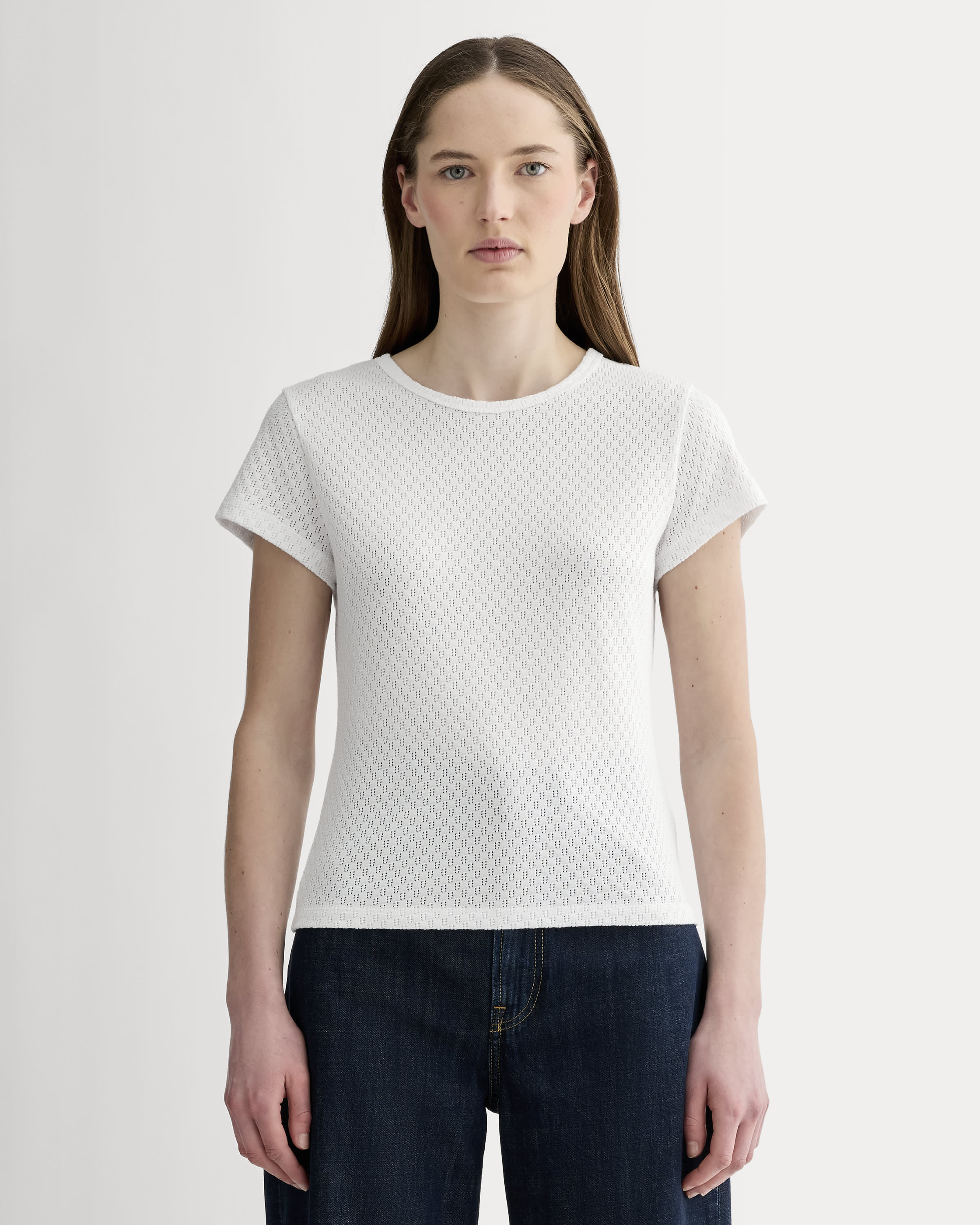 The Pointelle Short-Sleeve Tee White – Everlane