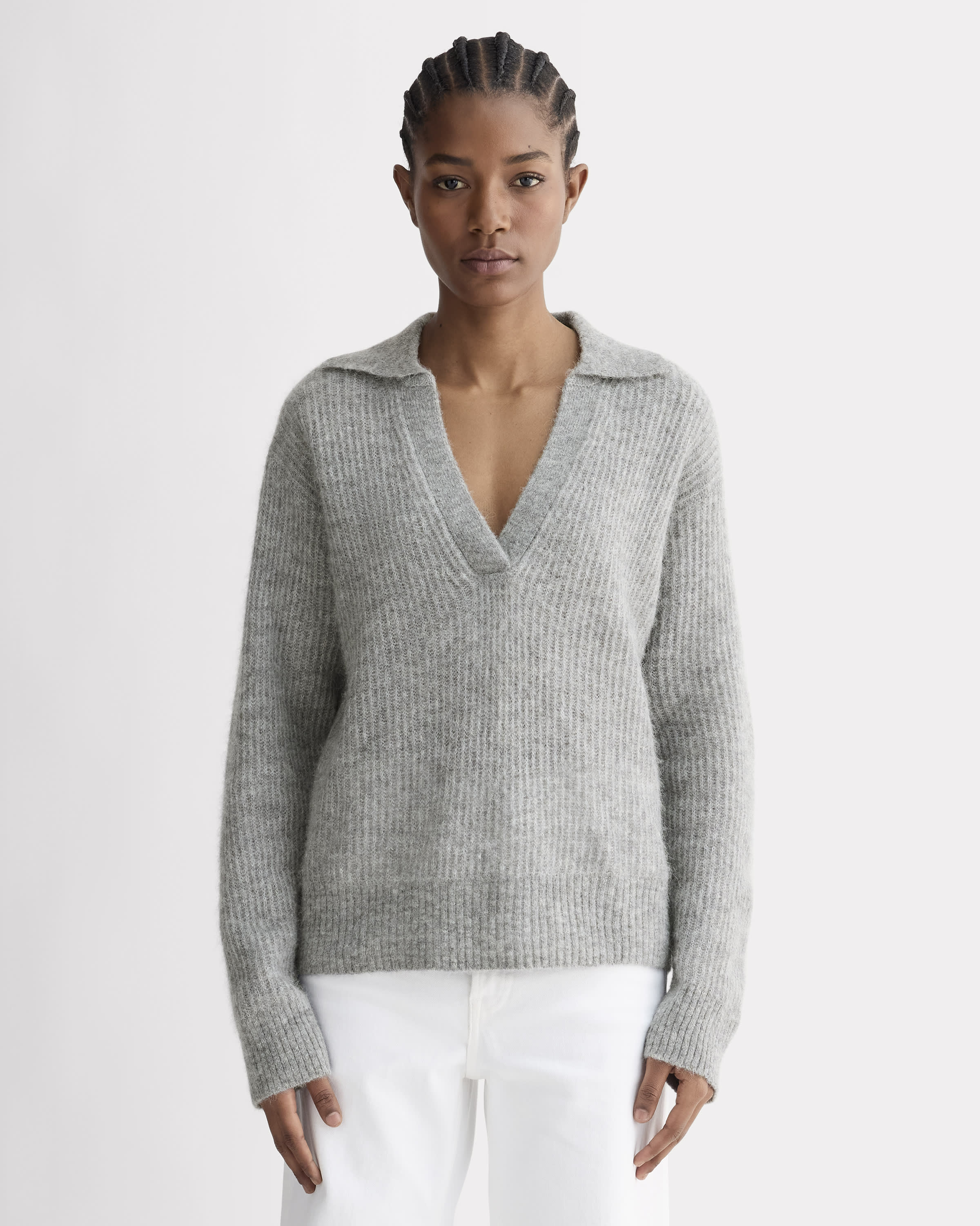 The Oversized Polo in Alpaca Heather Stone Grey – Everlane