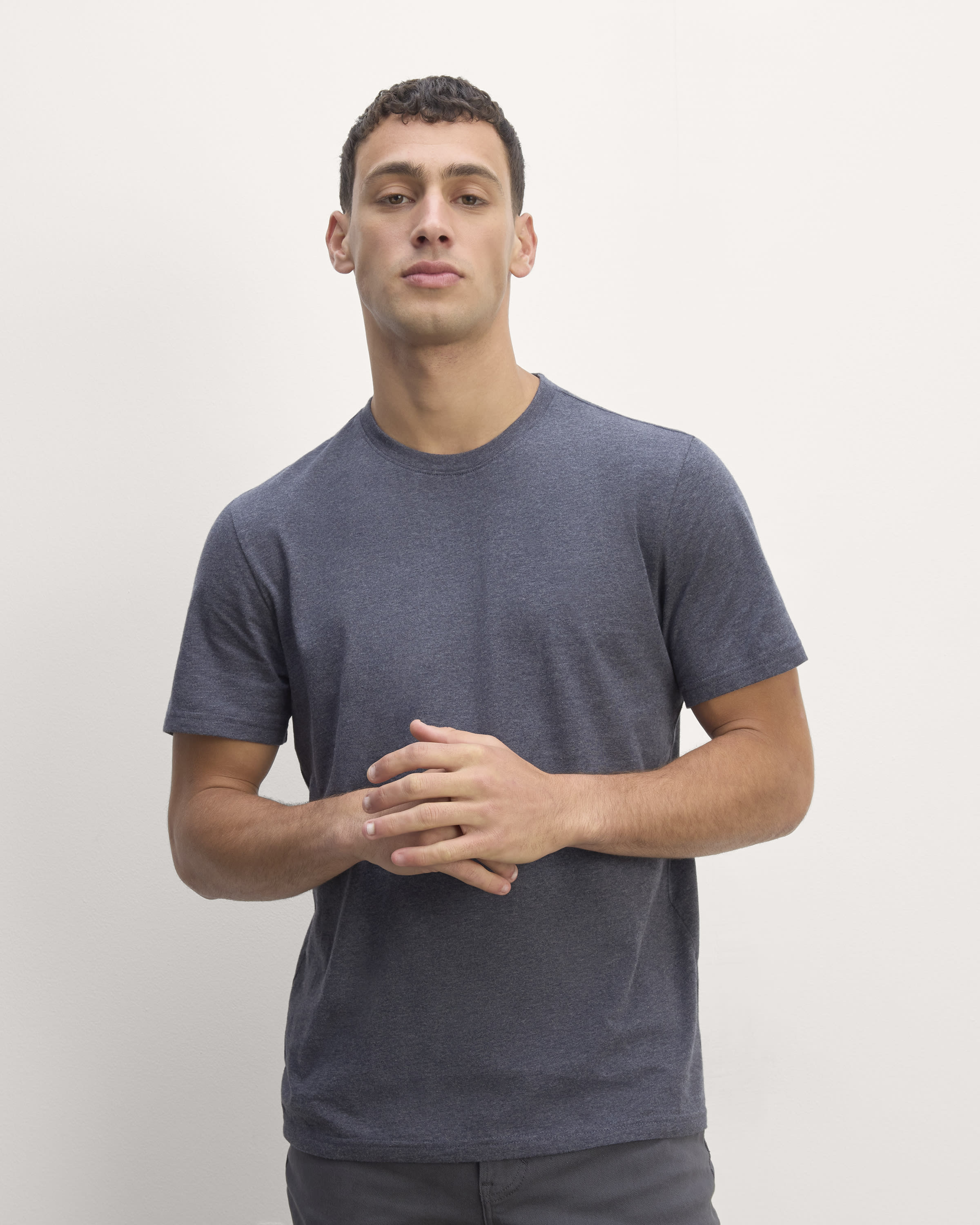 The Essential Organic Crew Heather Deep Navy – Everlane