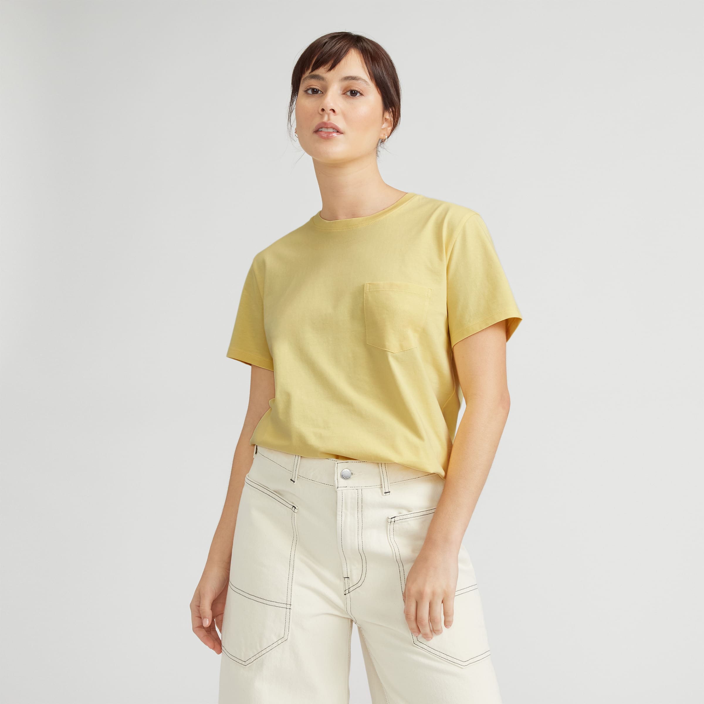 The Organic Cotton Box-Cut Tee Pale Yellow – Everlane