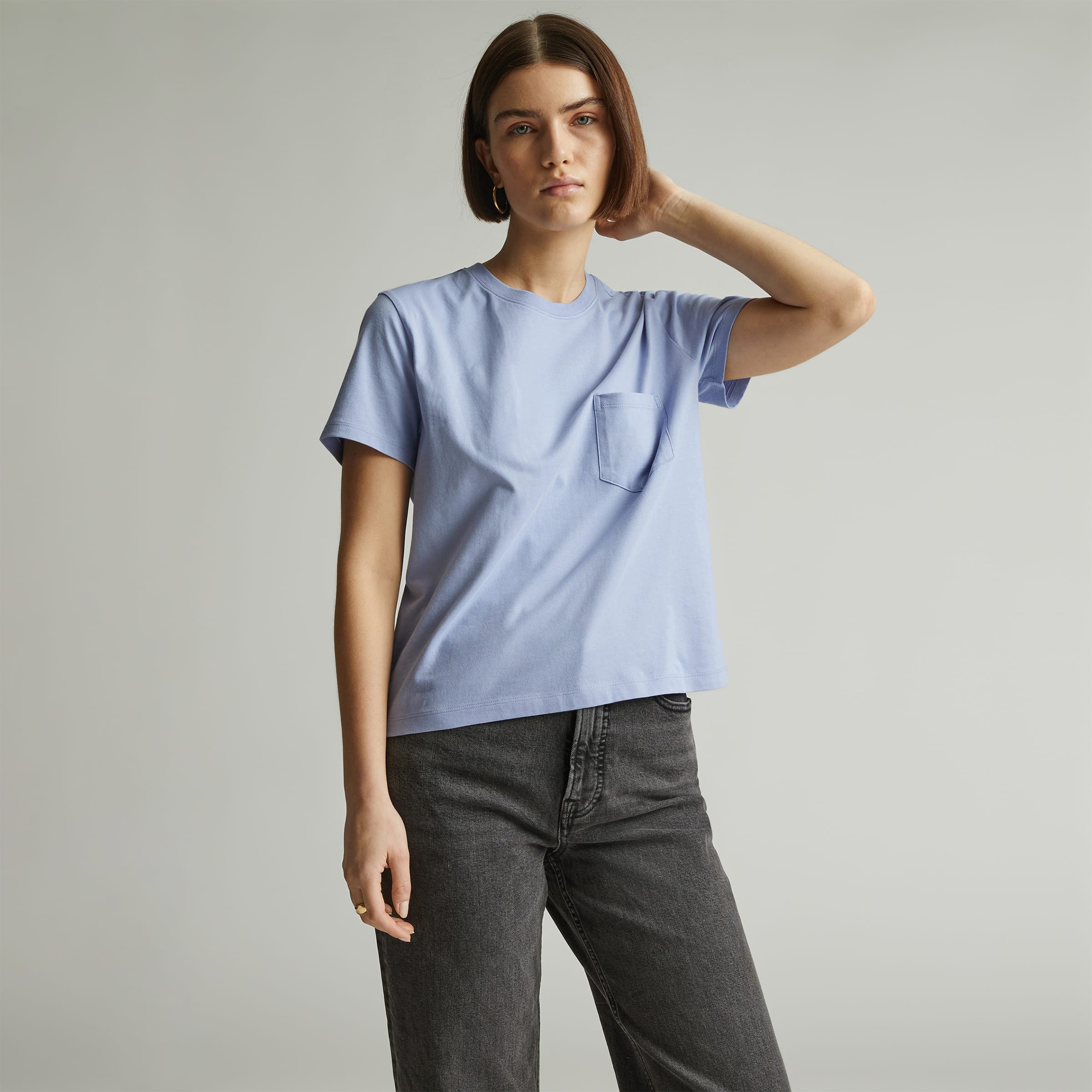 The Organic Cotton Box-Cut Tee Periwinkle – Everlane