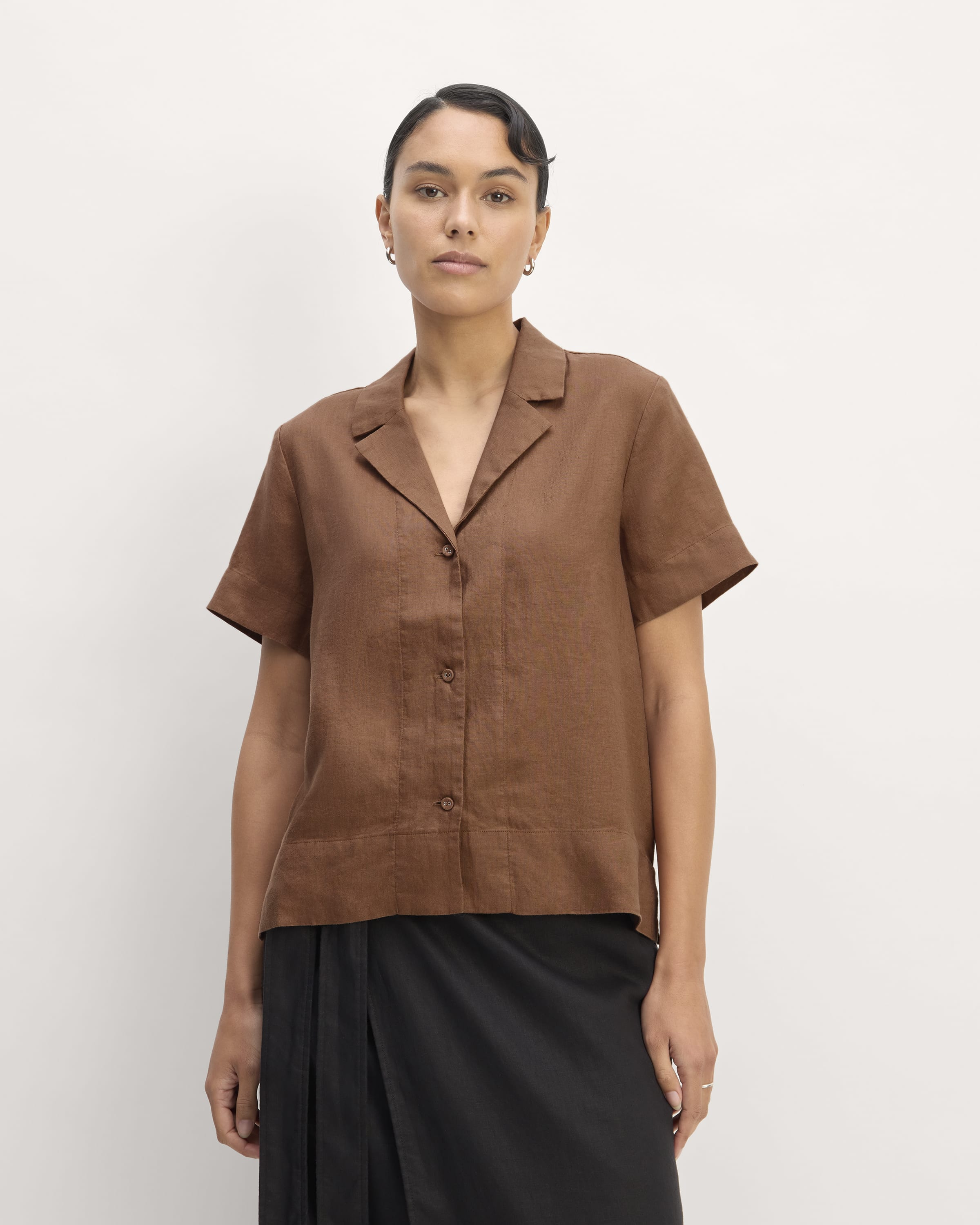 The Notch Shirt in Linen Carob Brown – Everlane