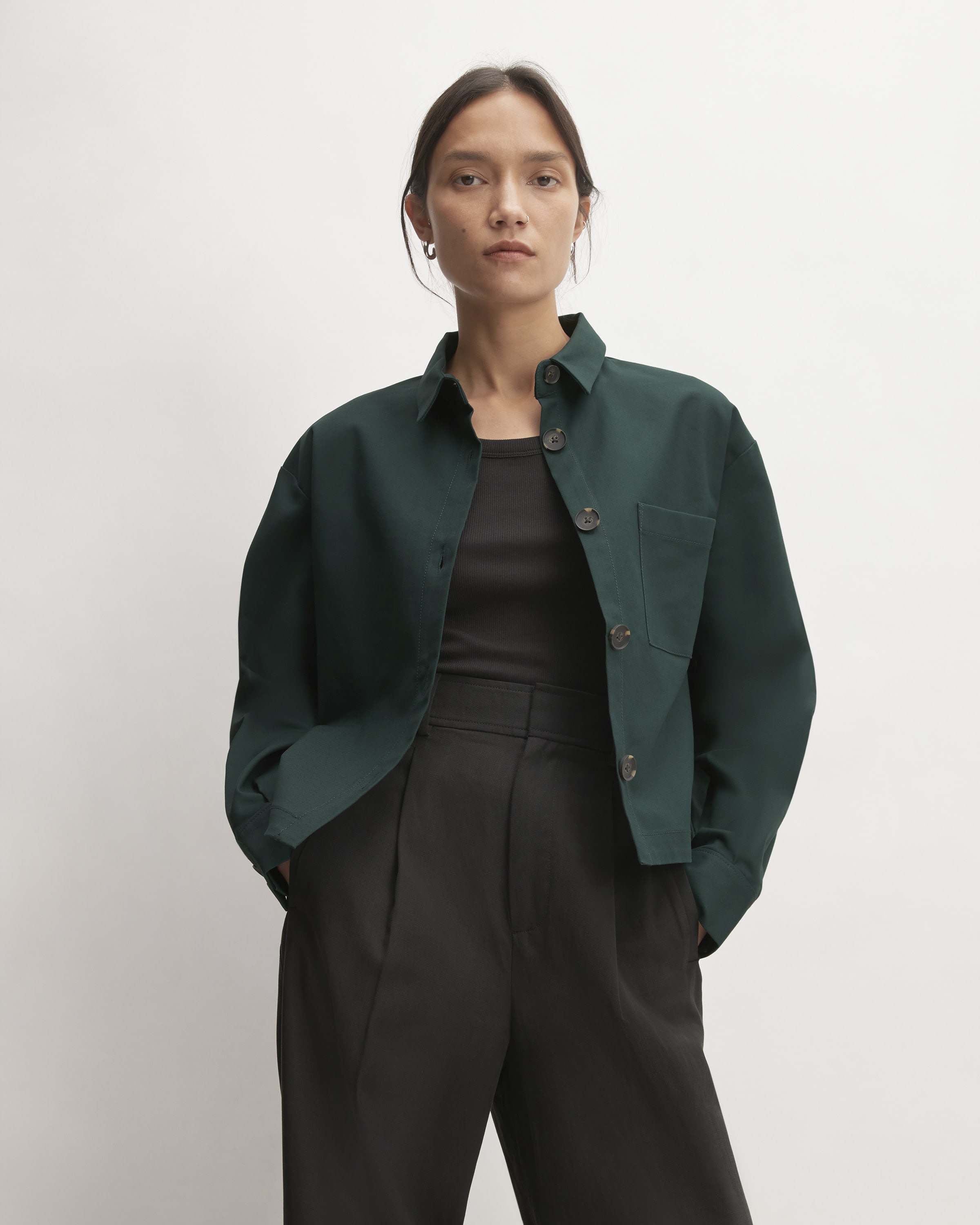 The Structured Cotton Cropped Shirt Scarab – Everlane