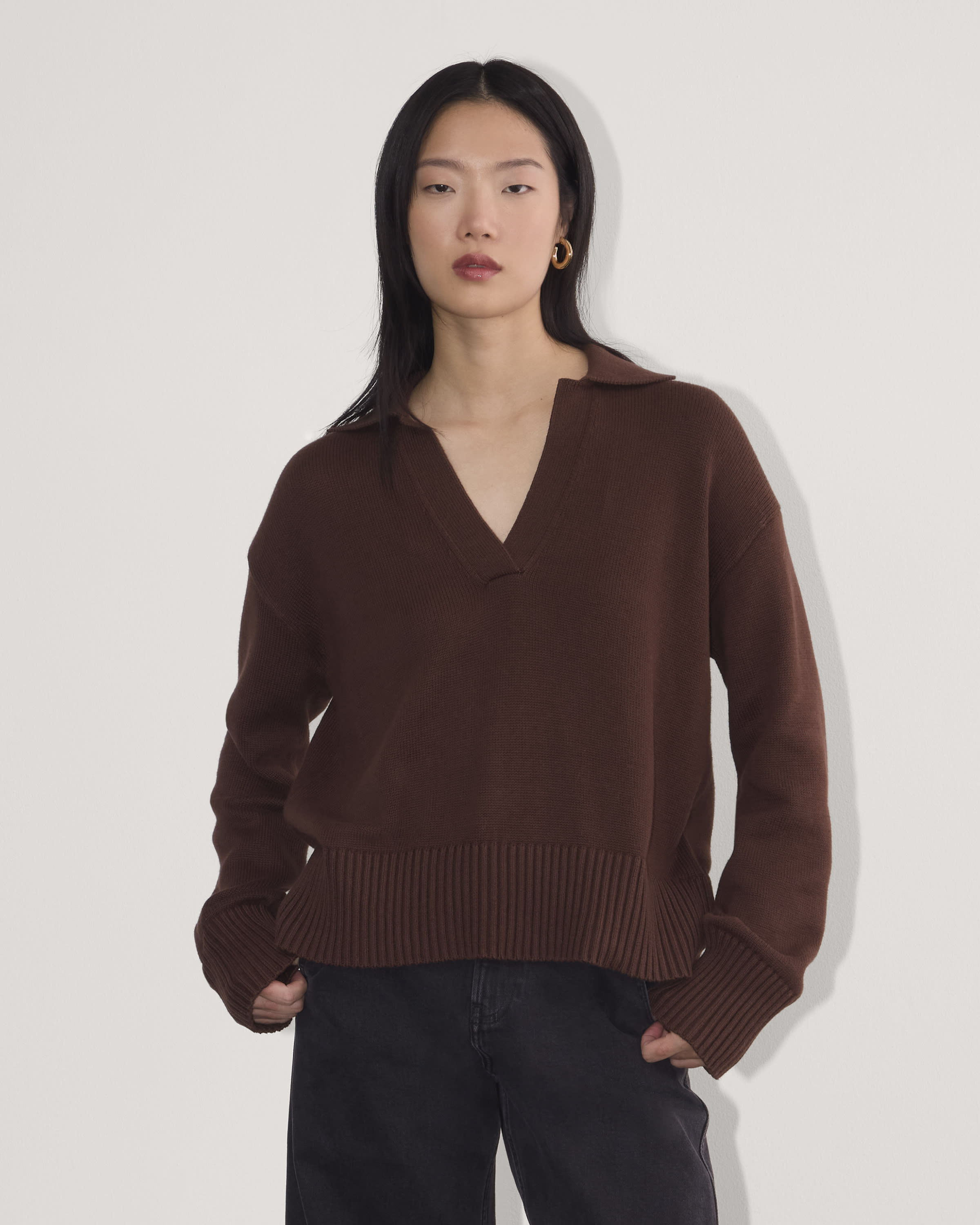 The Boxy Polo in Everyday Cotton Dark Mahogany – Everlane