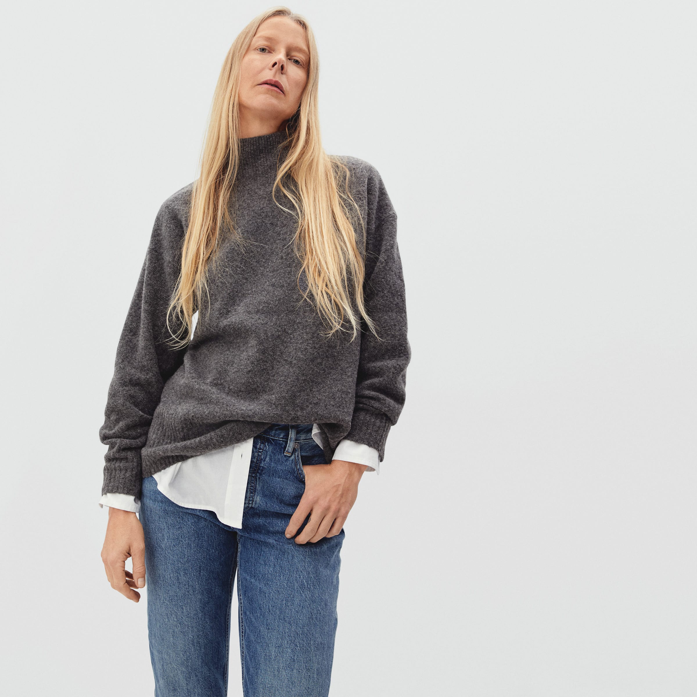 The Cozy-Stretch Pullover Heathered Charcoal – Everlane