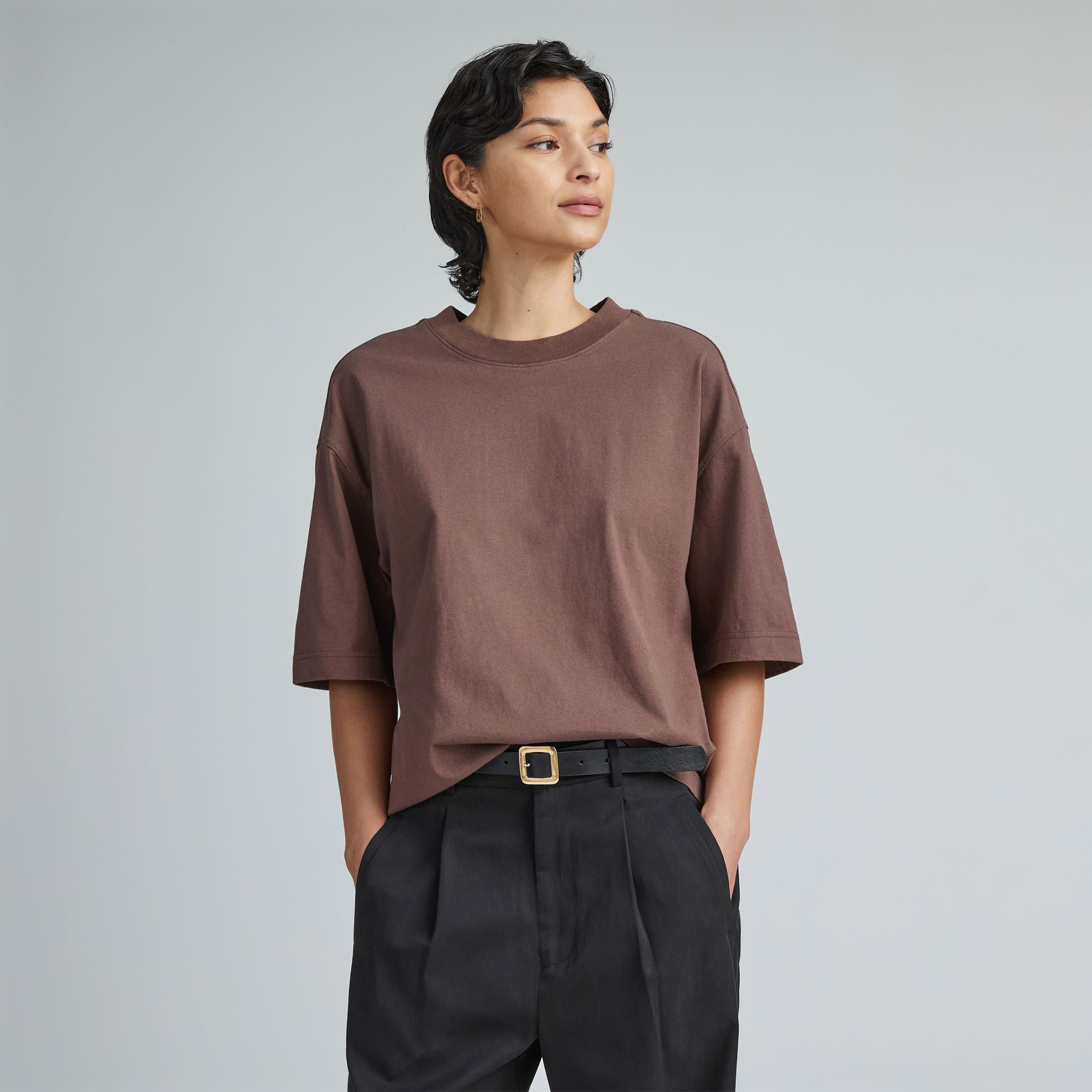 The Premium Weight Relaxed Tee Chocolate Brown – Everlane