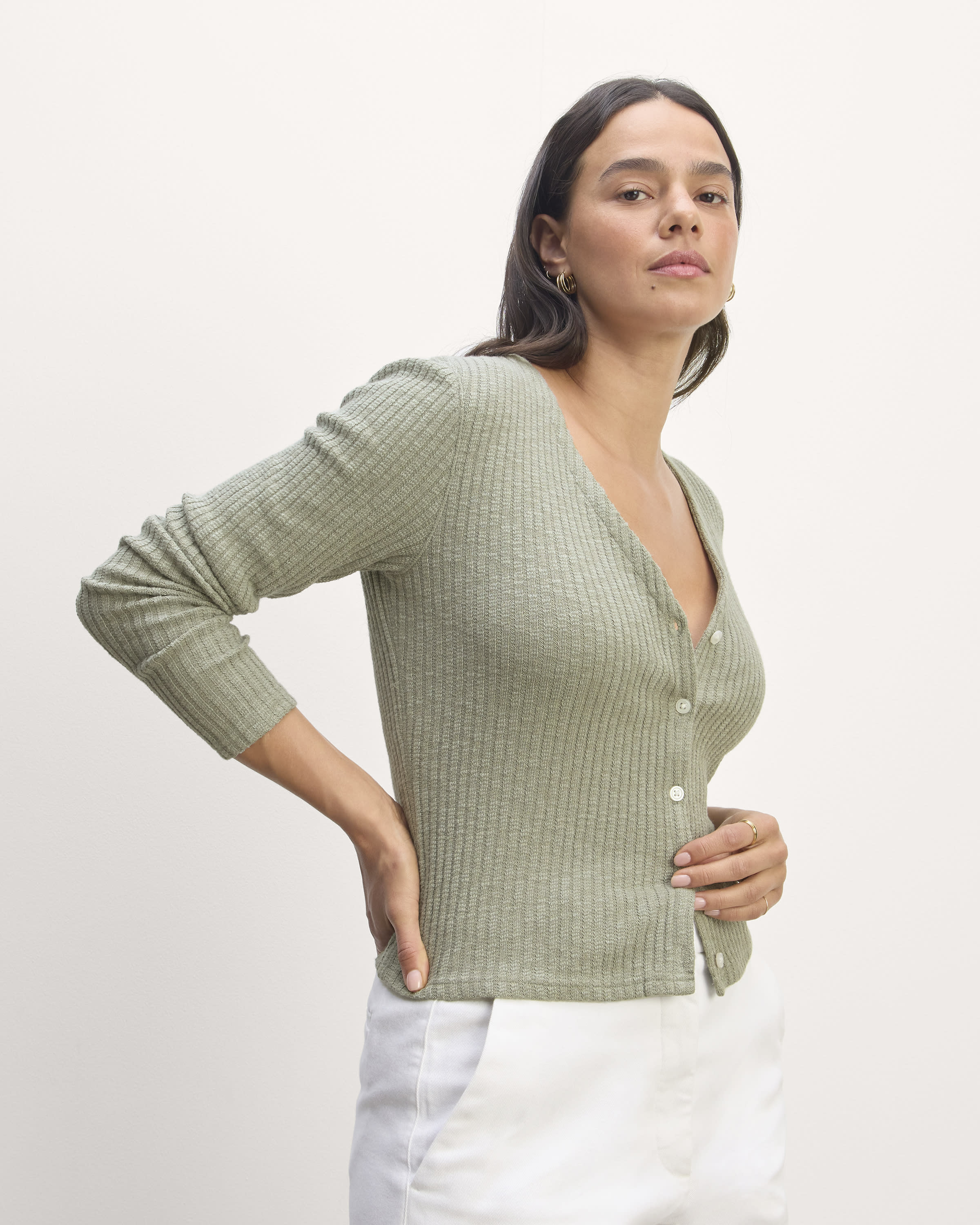 The Cozy Rib Cardigan Sage Green – Everlane