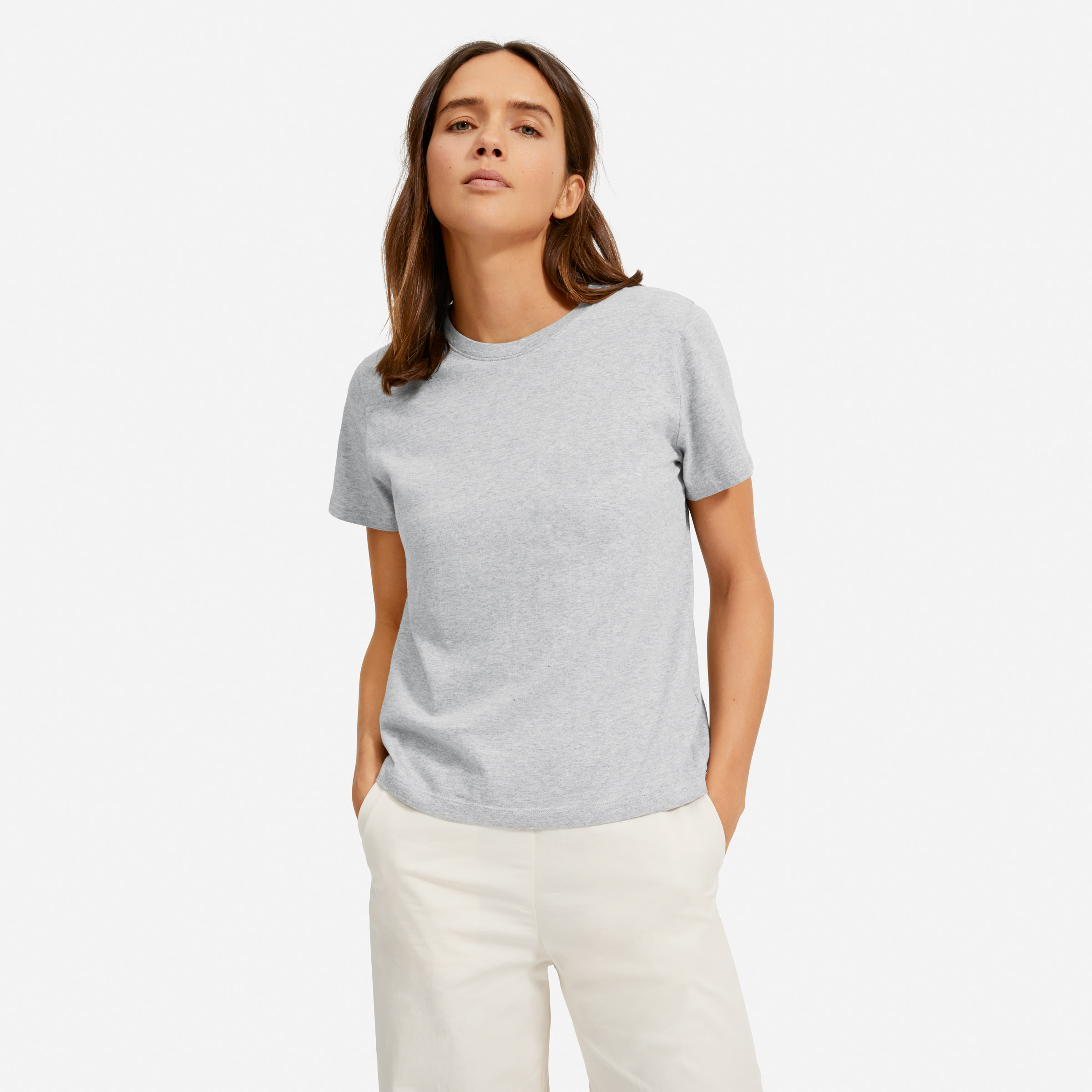 The Organic Cotton Box-Cut Tee Heathered Grey – Everlane