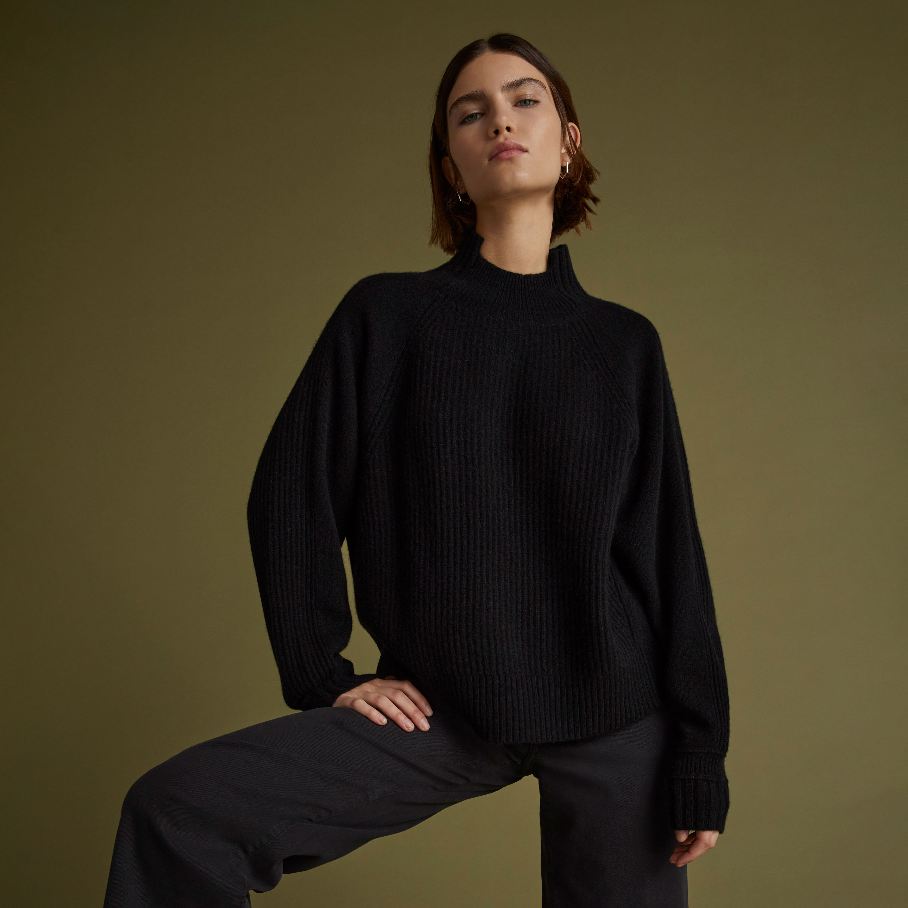 The Cashmere Ribbed Turtleneck Black – Everlane