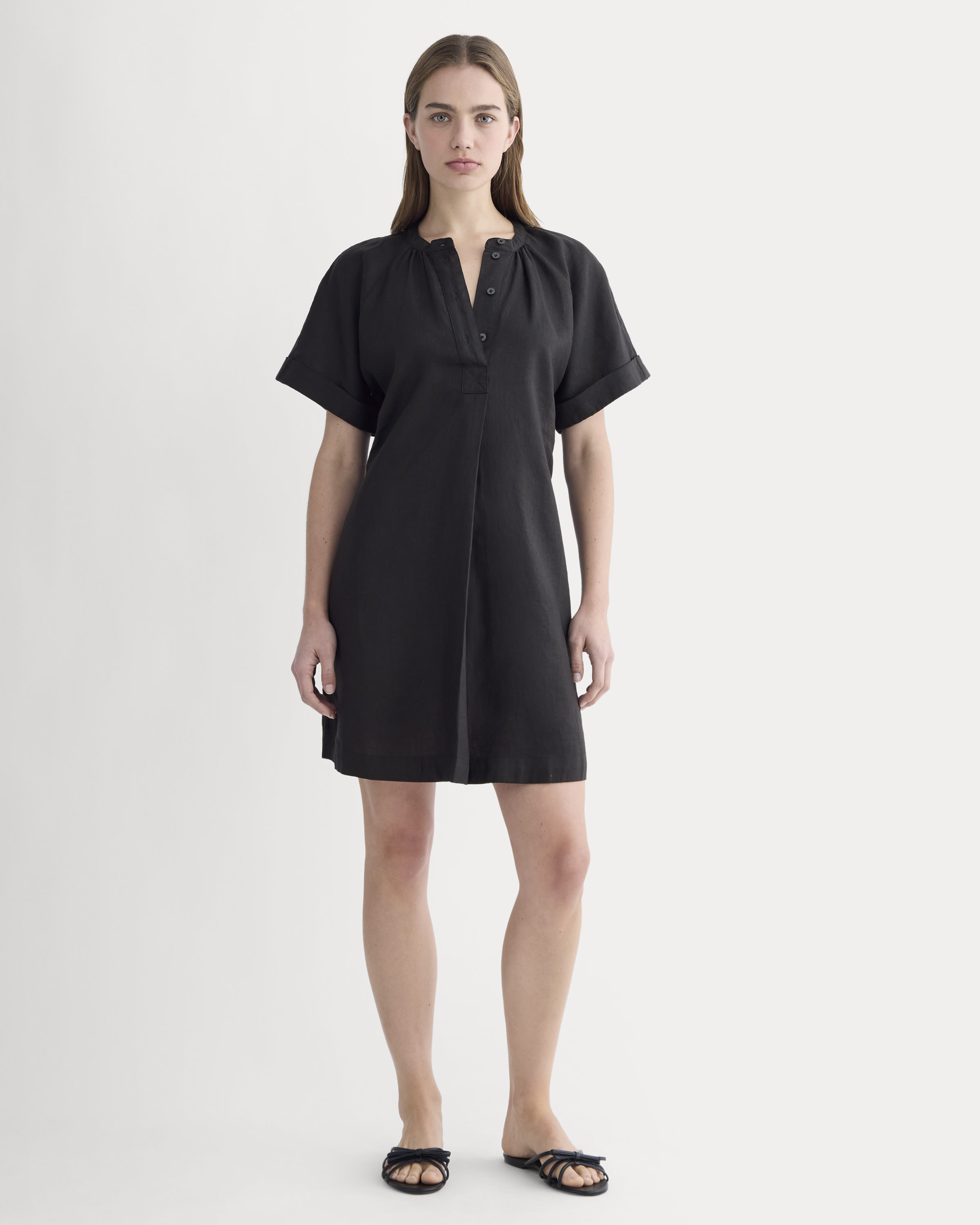 The Popover Dress in Linen Black – Everlane