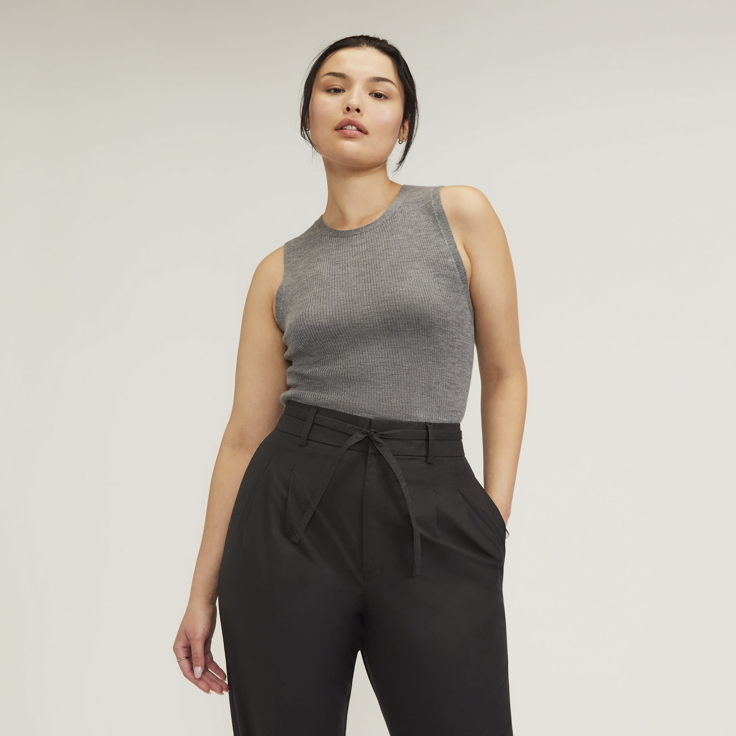 The Ultrafine Merino Ribbed Shell Tank Heather Mid Grey – Everlane