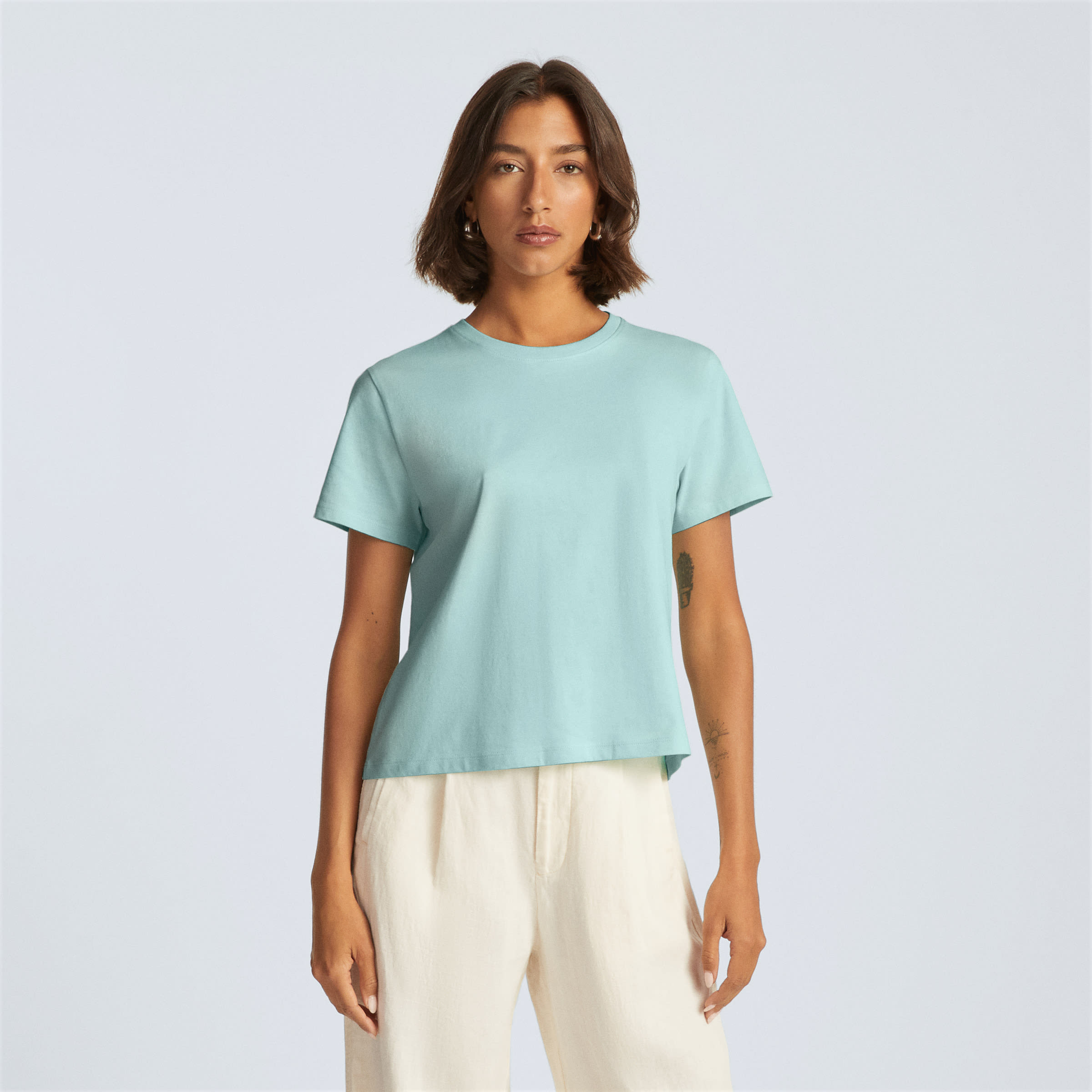 The Organic Cotton Box-Cut Tee Ice Blue – Everlane