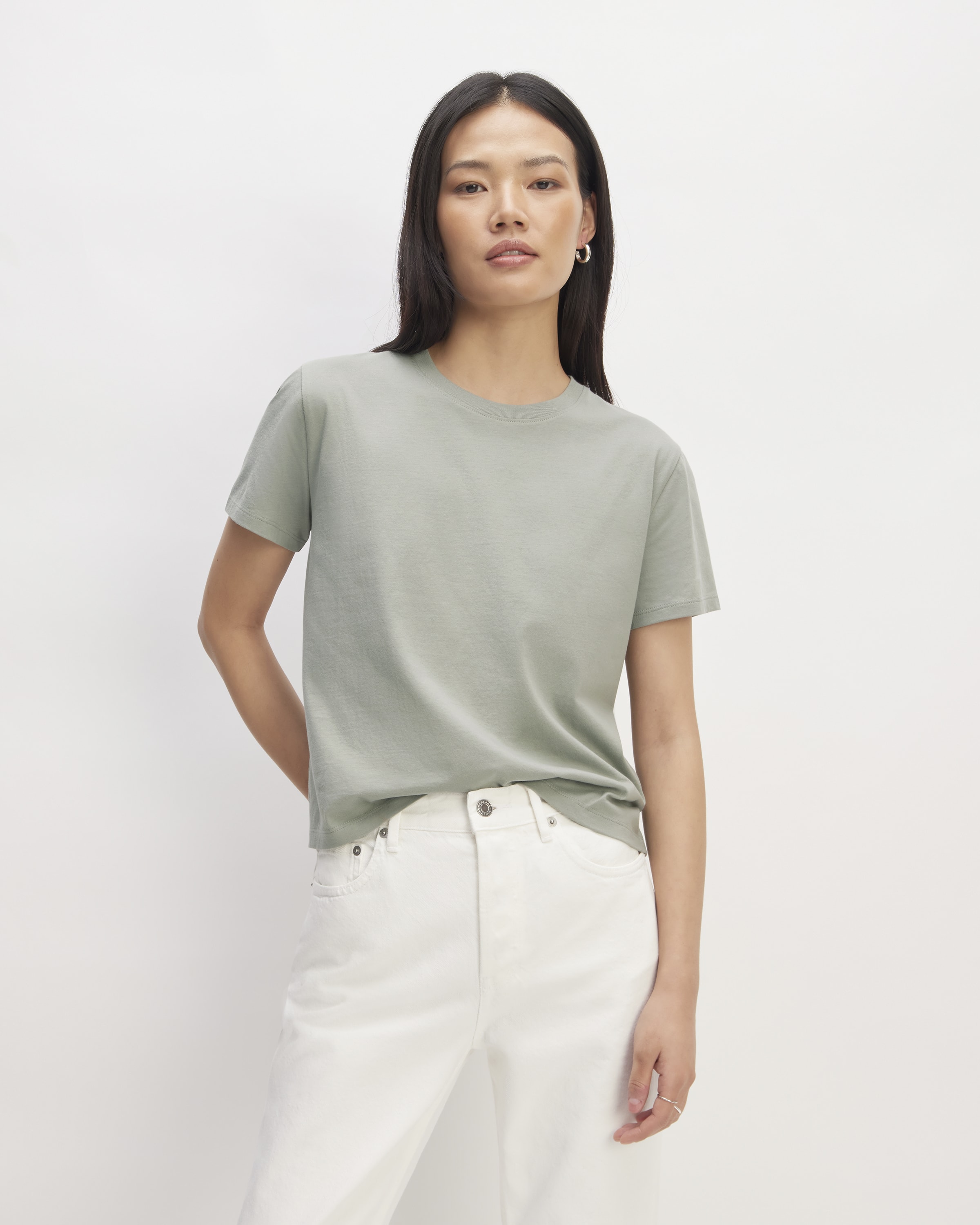 The Box-Cut Tee in Essential Cotton Sage Green – Everlane