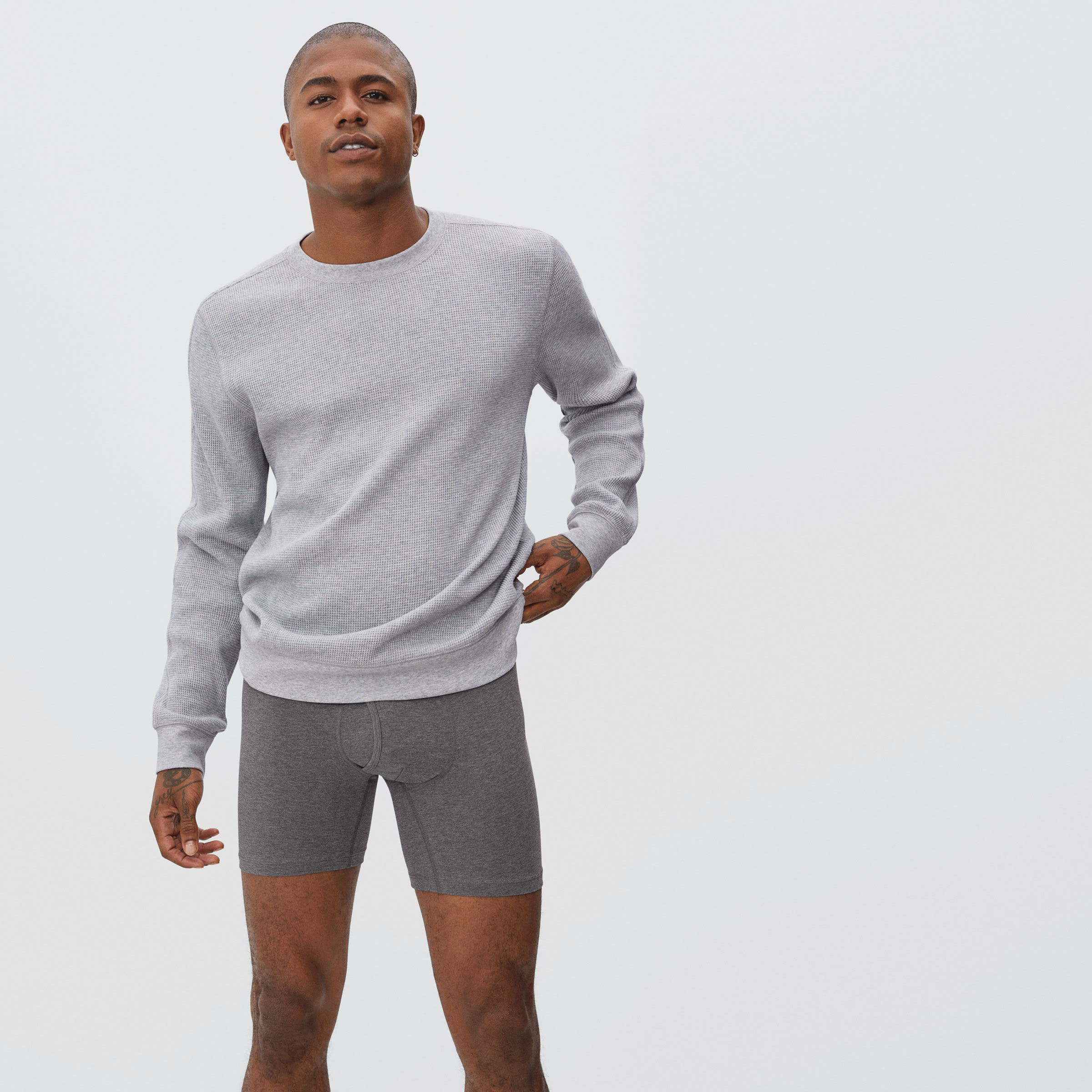 The Supima® Longer Boxer Brief | Uniform Heather Charcoal – Everlane
