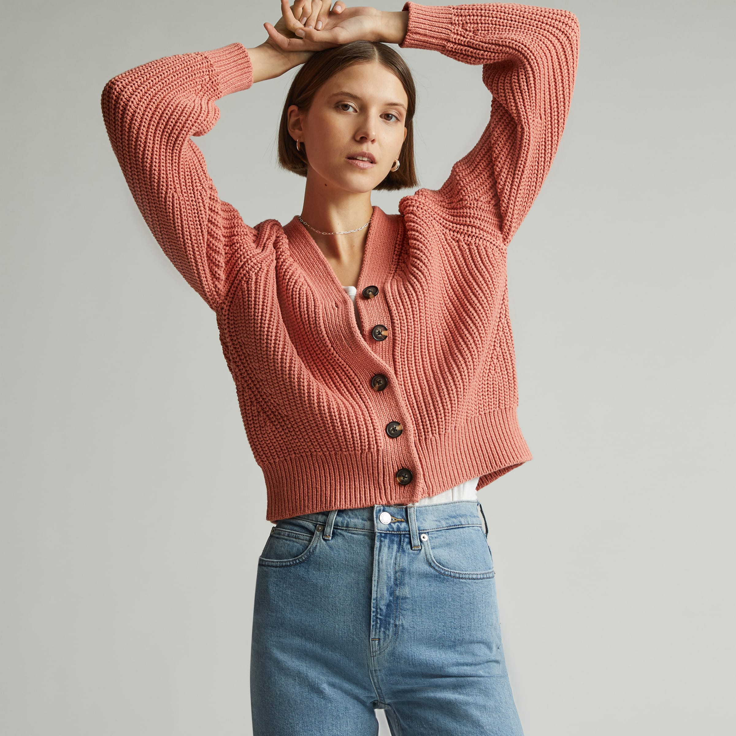 The Texture Cotton Cardigan Light Rose – Everlane