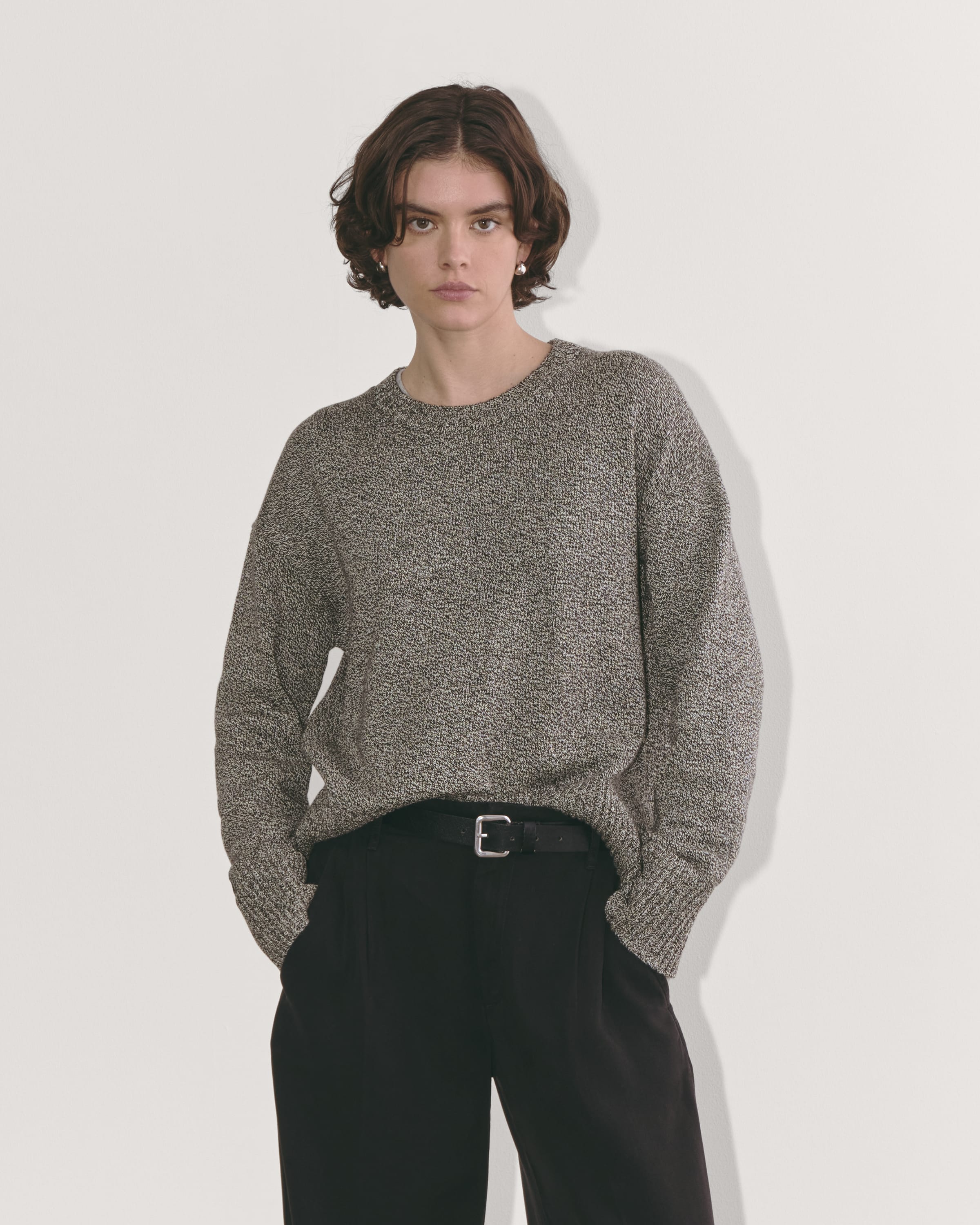 The Boxy Sweater in Everyday Cotton Canvas / Black Twist – Everlane
