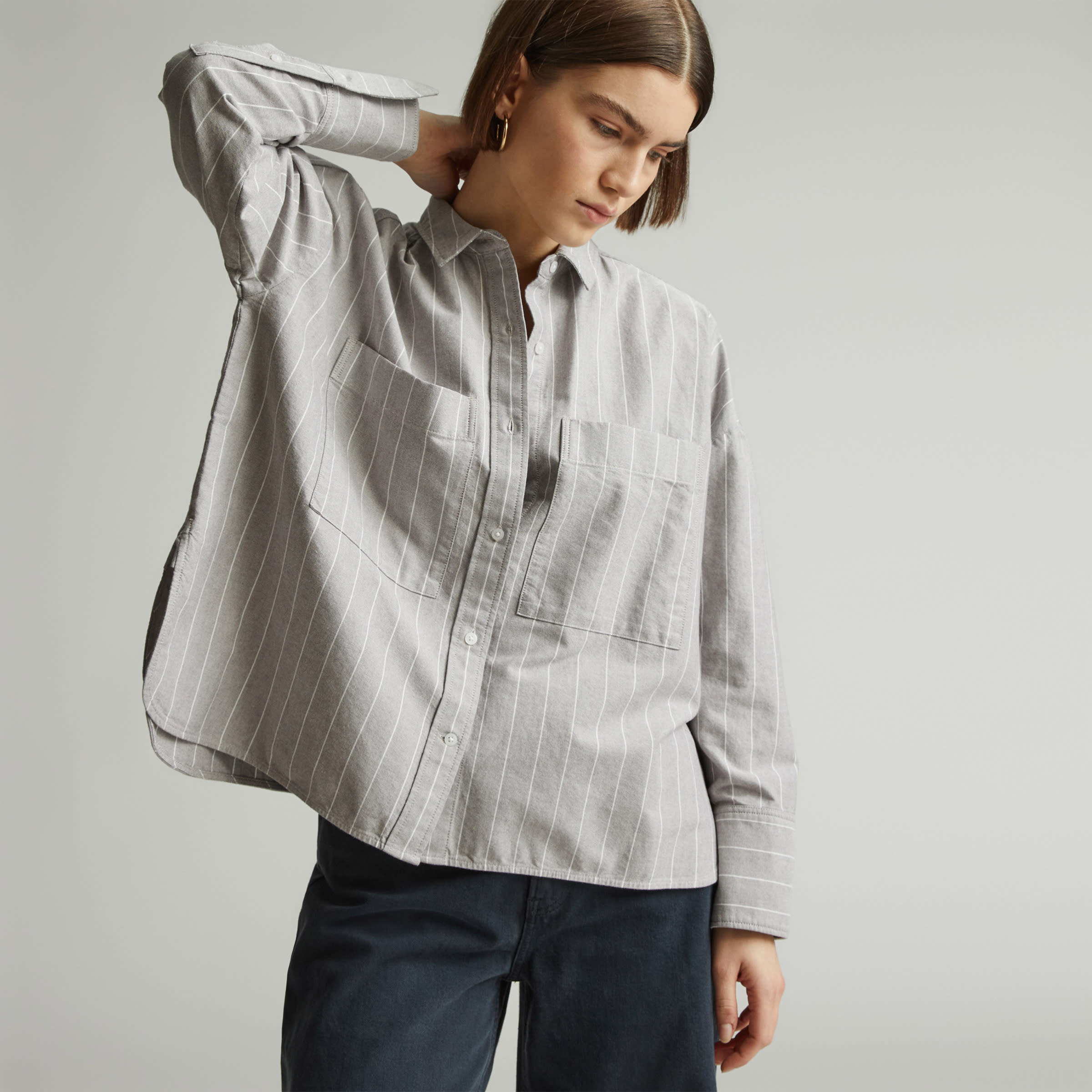 The Boxy Oxford Chocolate Brown / White – Everlane