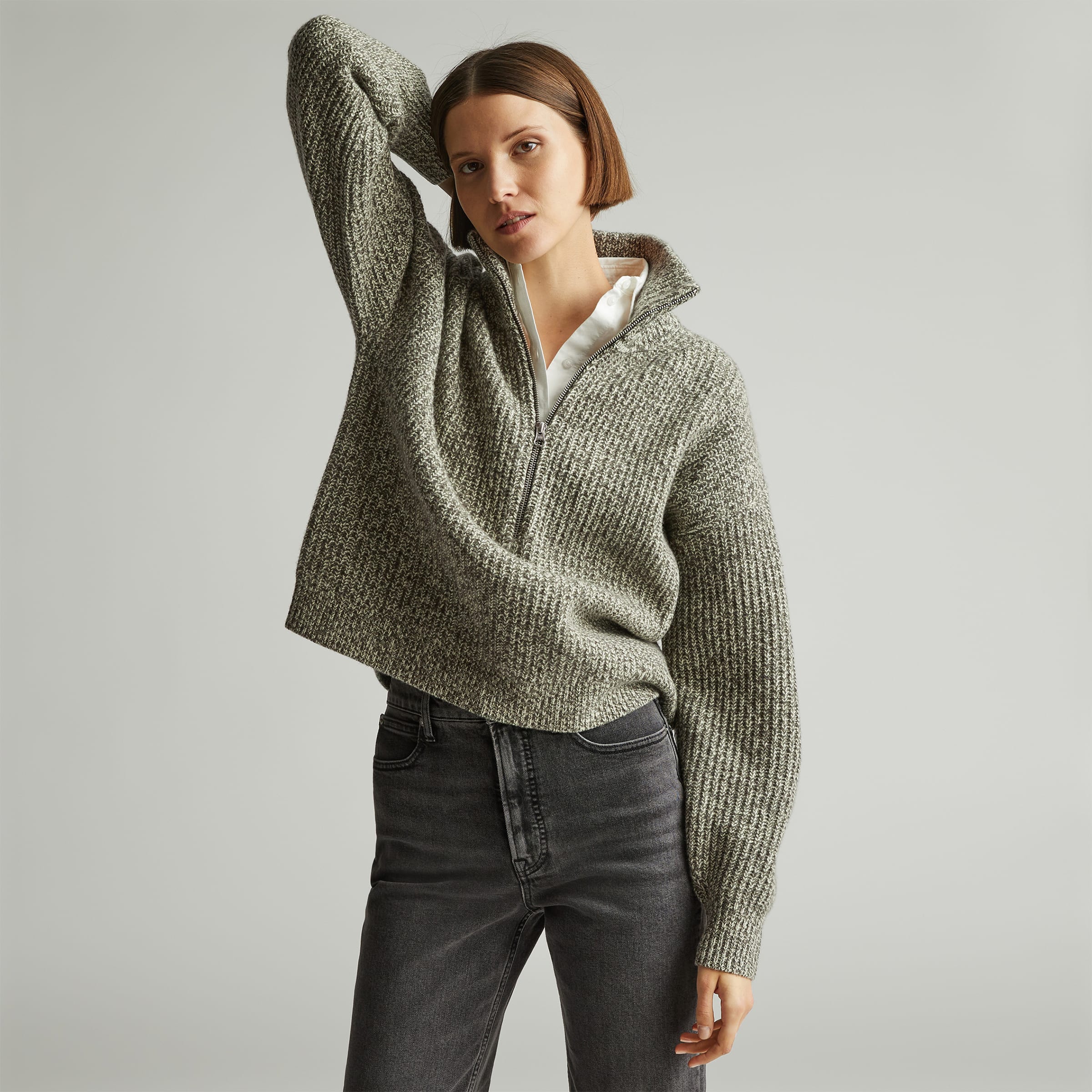 The Felted Merino Half-Zip Sweater Seafoam Green / Kambaba Twist – Everlane