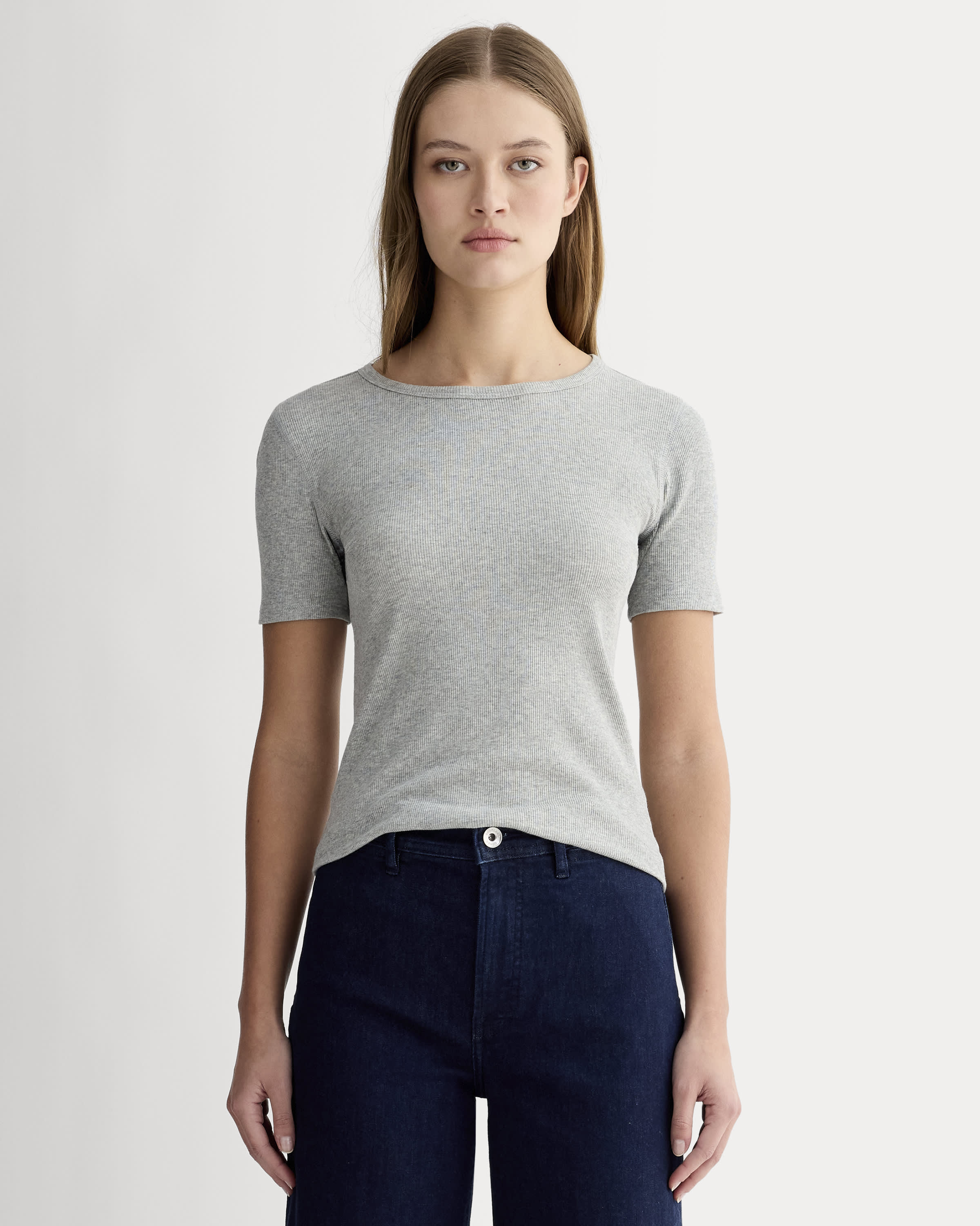 The Luxe Rib Crew Heathered Grey – Everlane