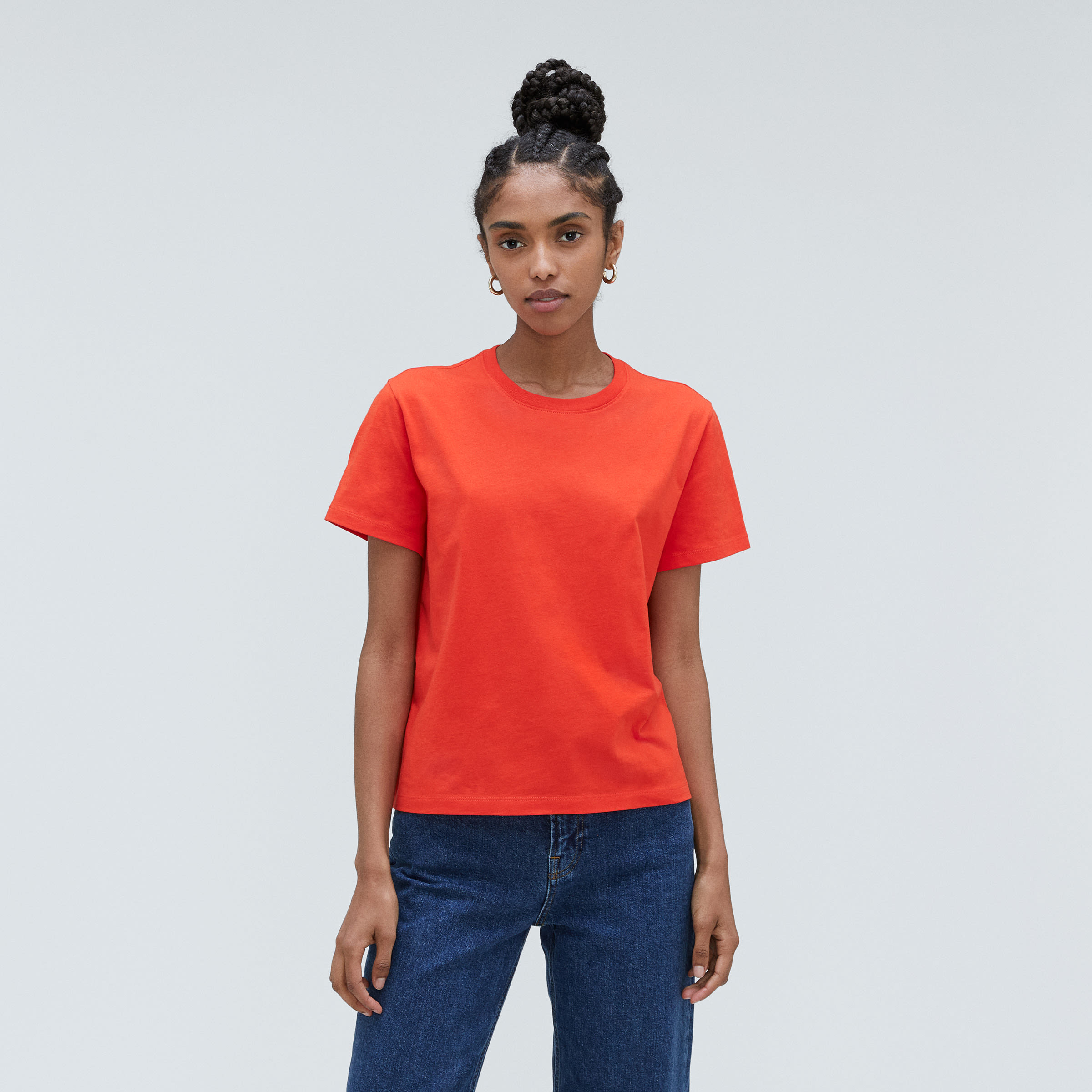 The Organic Cotton Box-Cut Tee Red Orange – Everlane