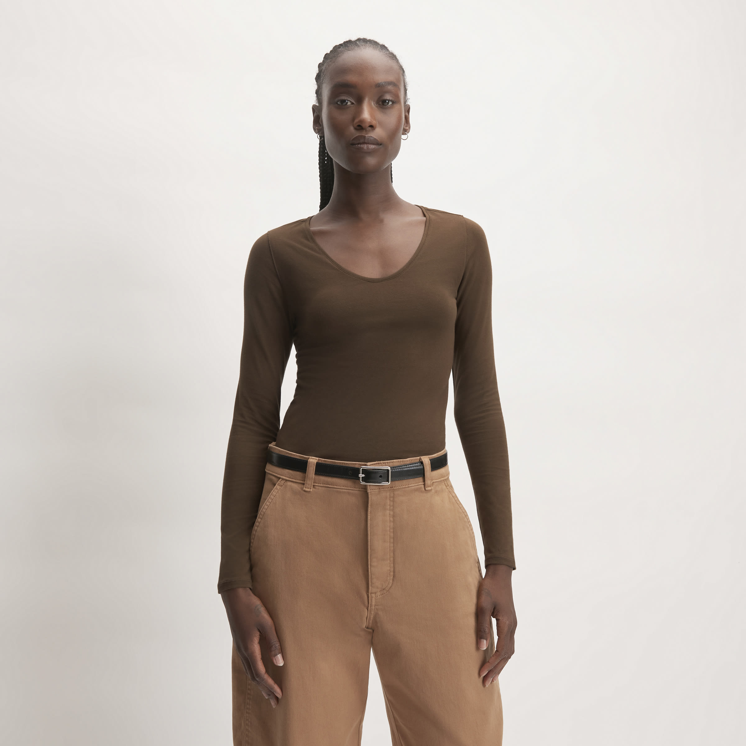 The Supima® Form Ballet Neck Tee Cocoa – Everlane