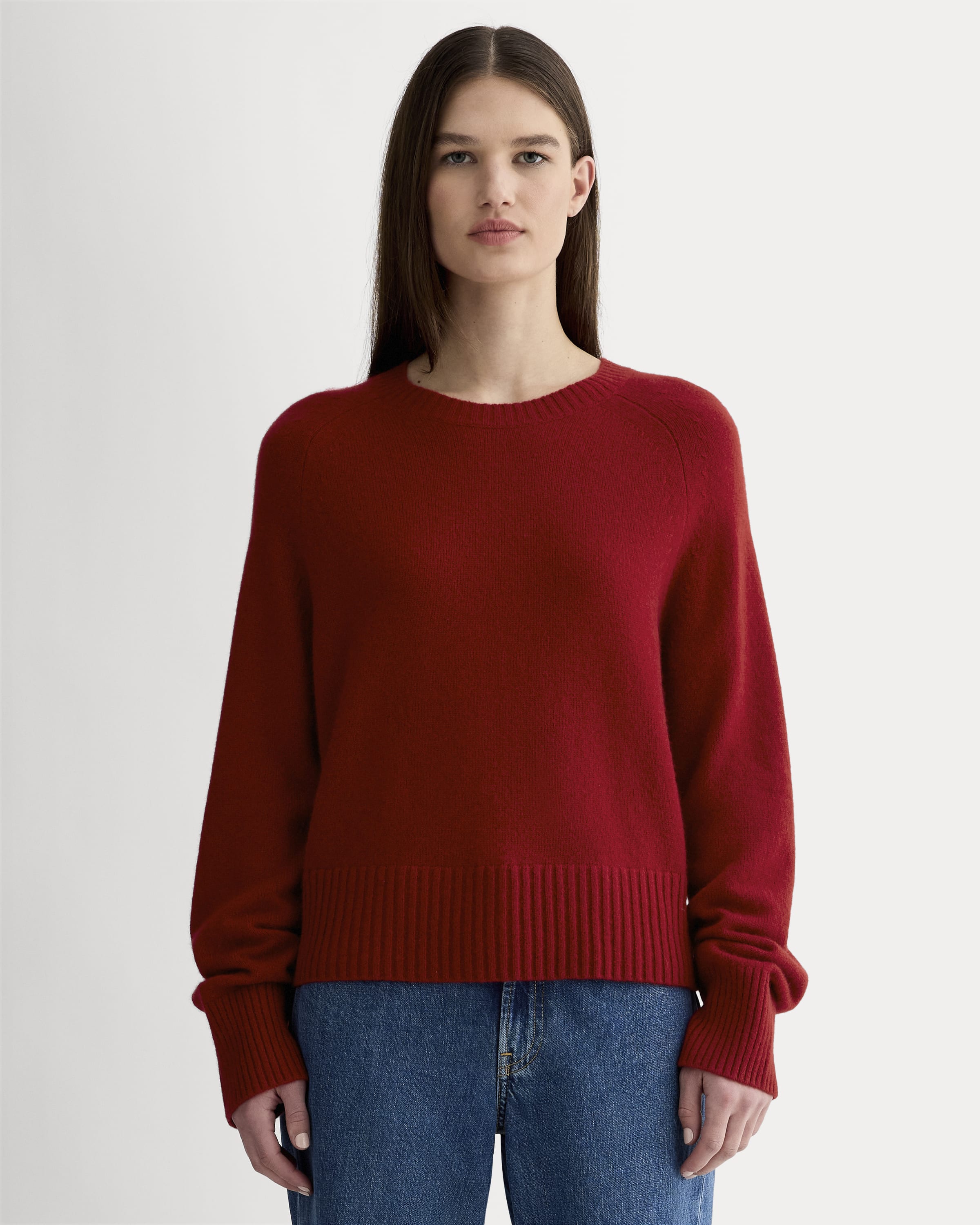 The Boxy Crew in Cashmere Berry Red – Everlane