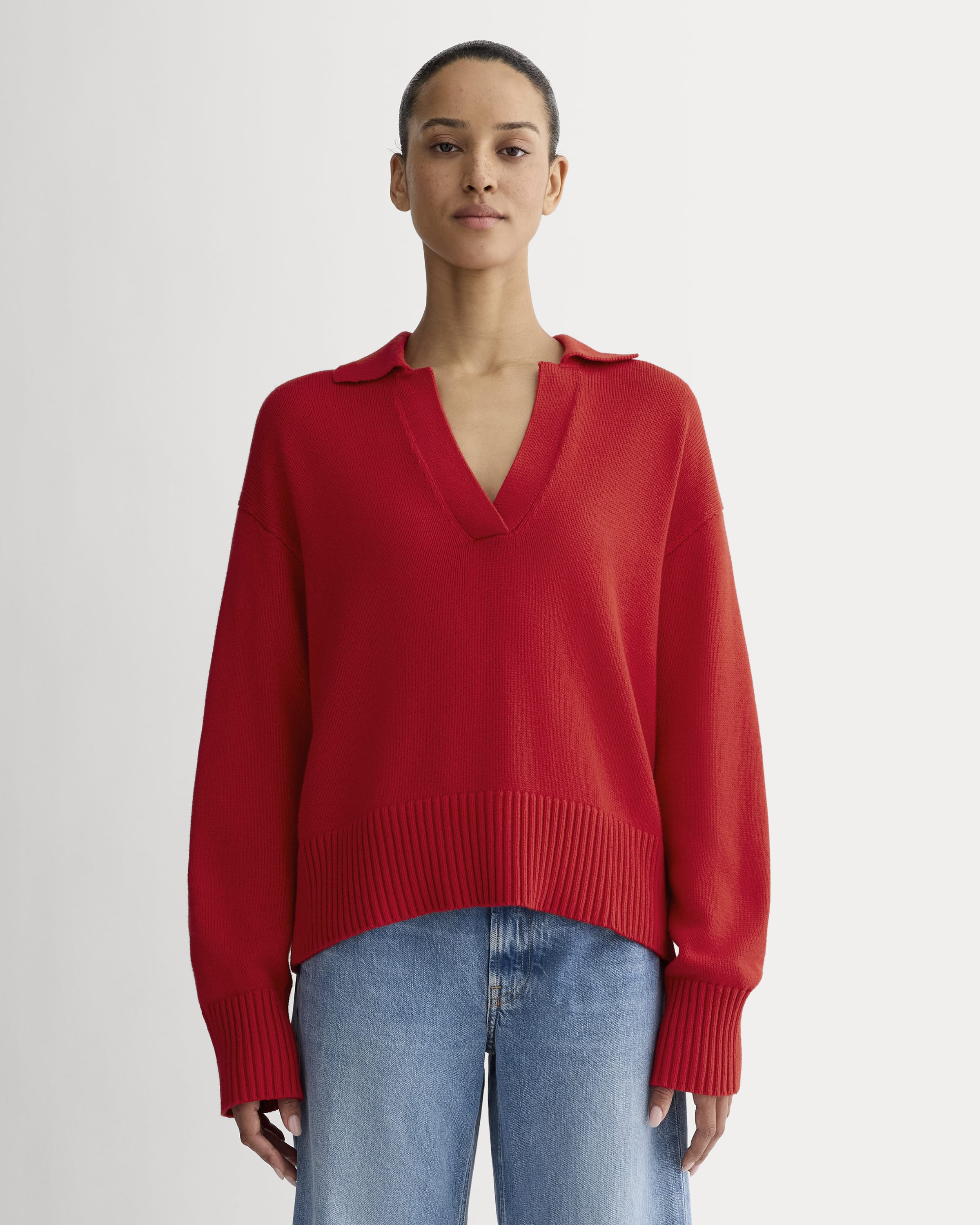 The Boxy Polo in Everyday Cotton Classic Red – Everlane