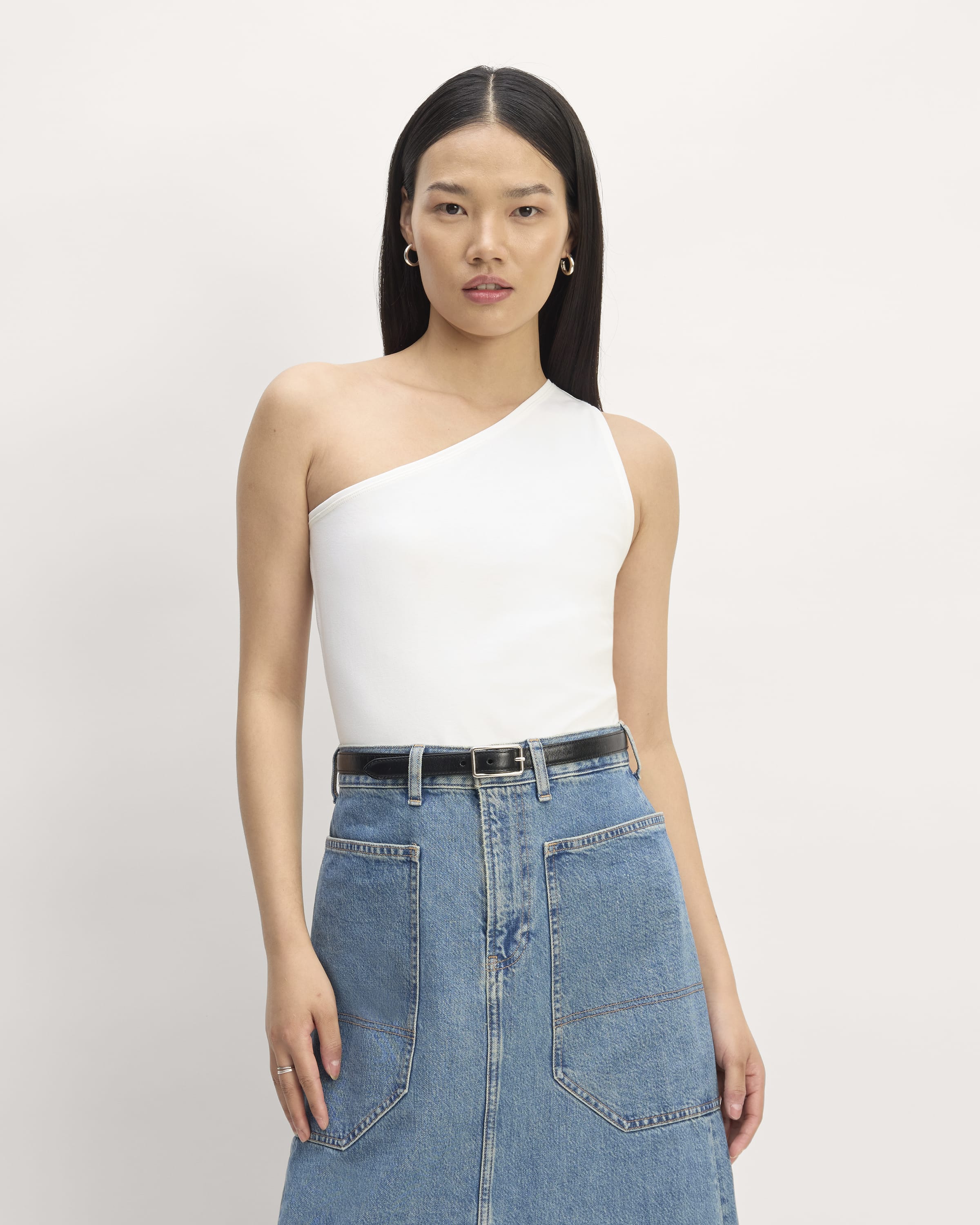 The Form One-Shoulder Tank White – Everlane