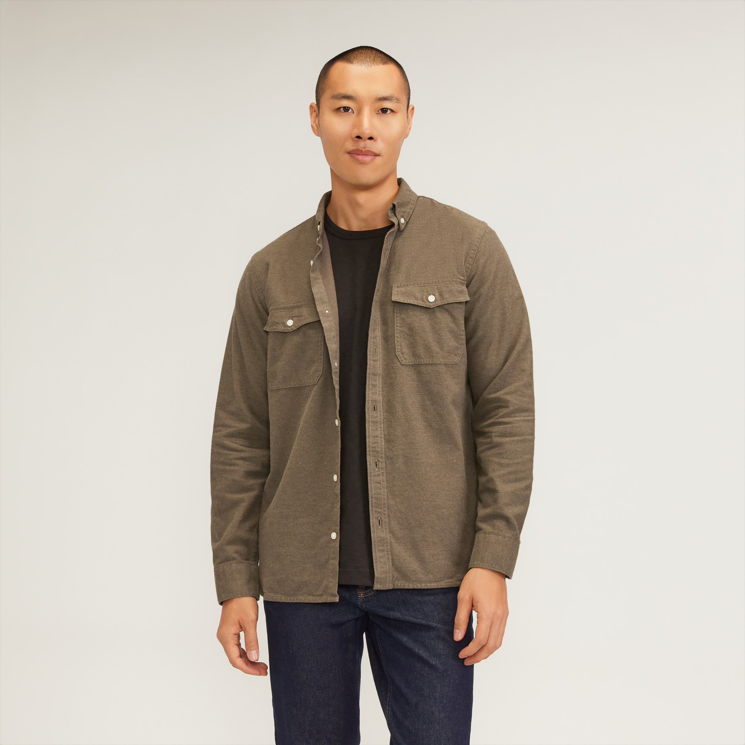 The Brushed Flannel Shirt Heathered Thyme – Everlane