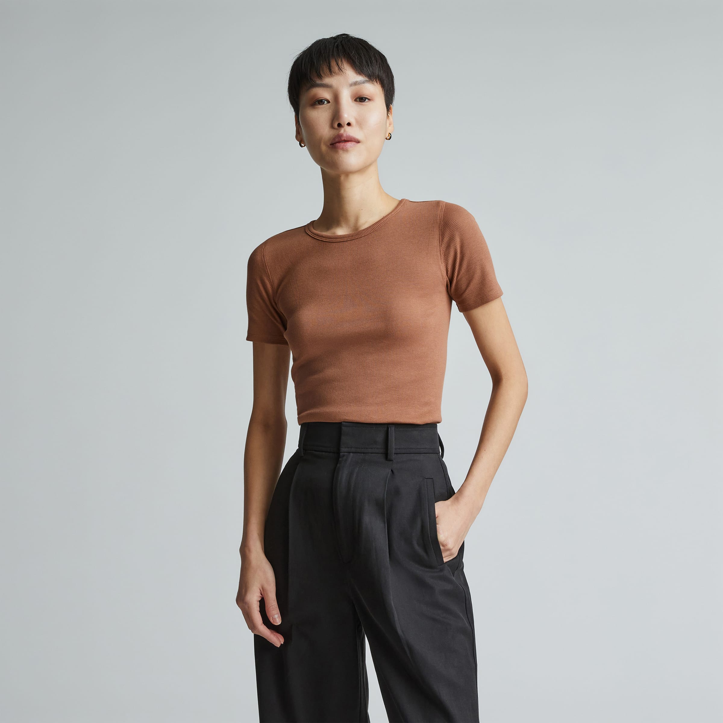 The Supima® Micro-Rib Crew Cocoa Brown – Everlane