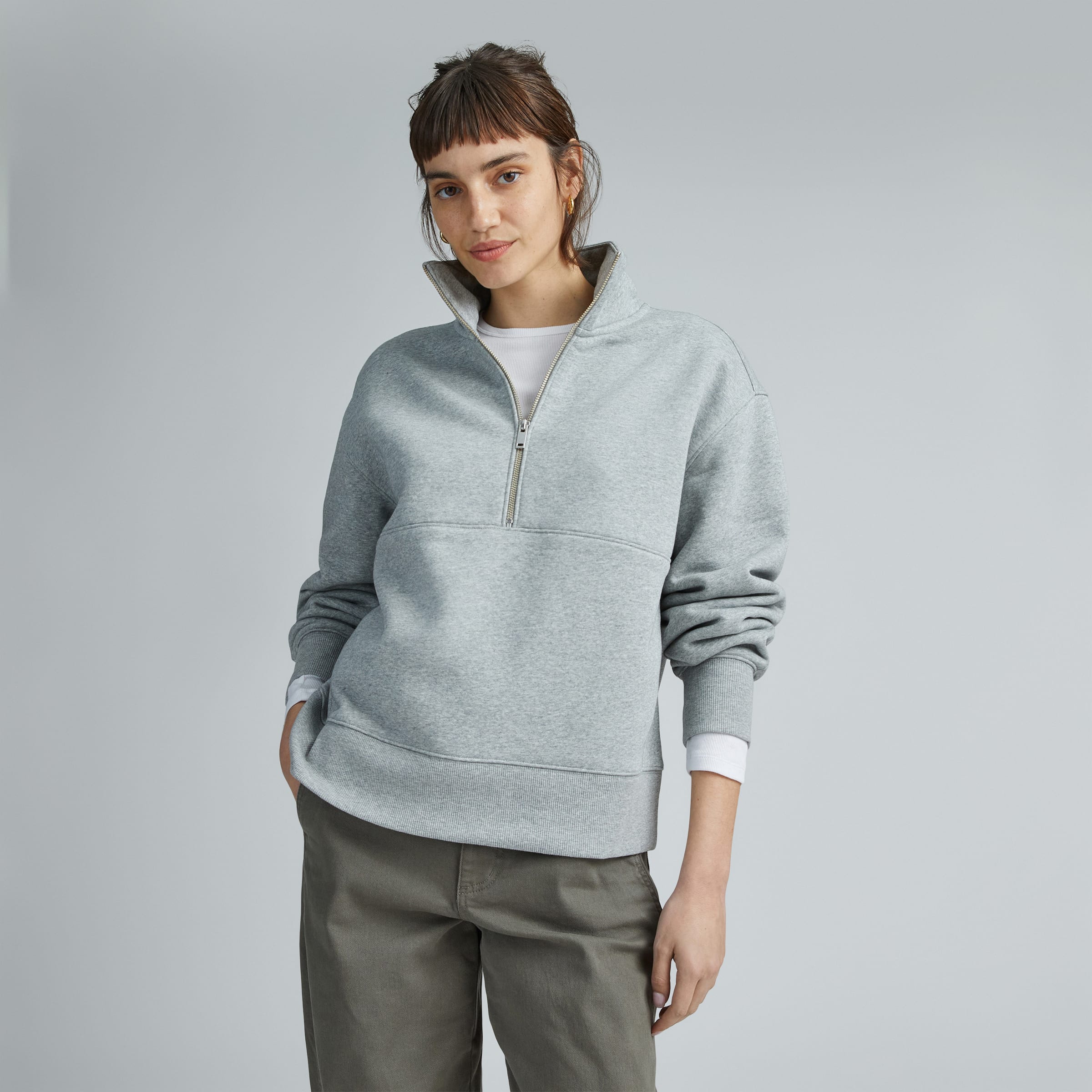 The ReTrack Half-Zip Sweatshirt Heather Grey – Everlane