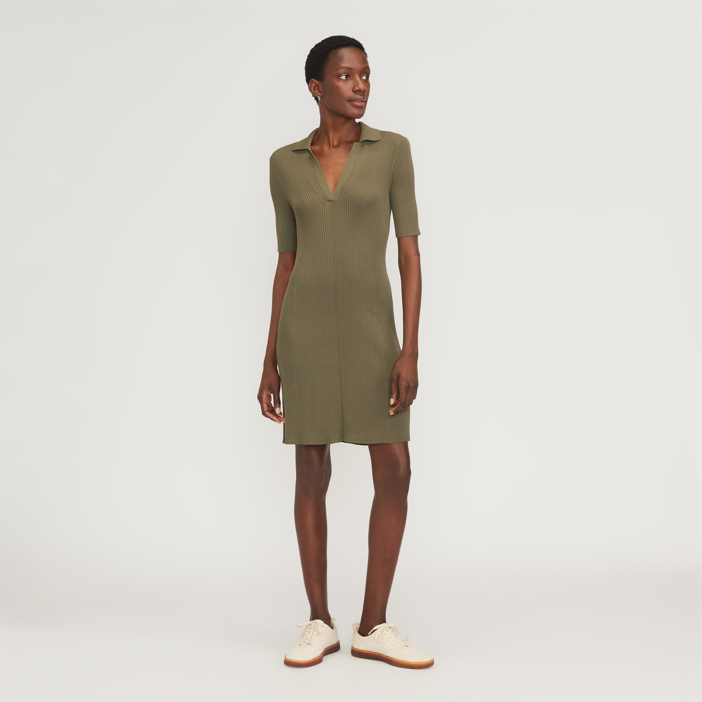 The Ribbed Short Sleeve Polo Dress Kalamata Everlane